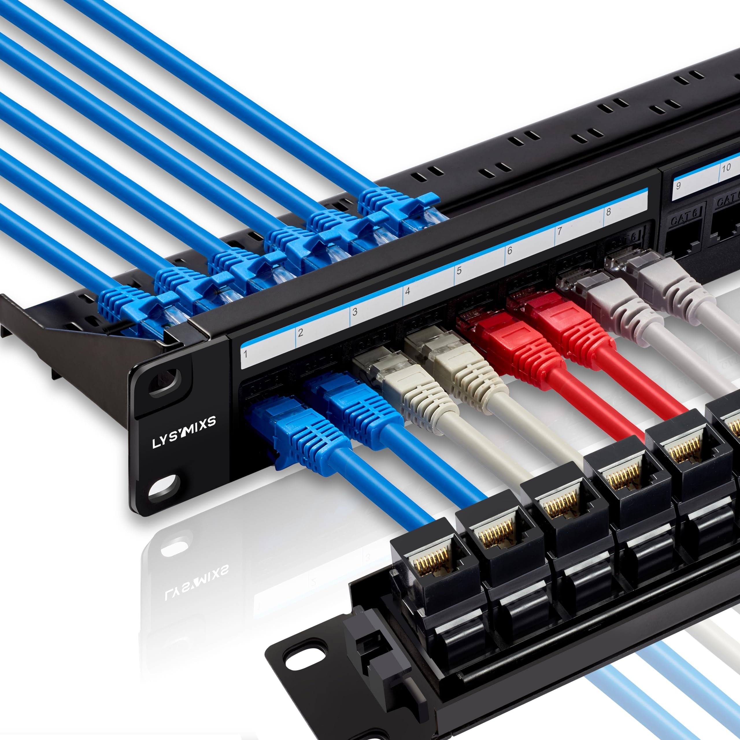 Lysymixs 24 Port RJ45 Patch Panel Cat6 Feed Through, Coupler Network ...