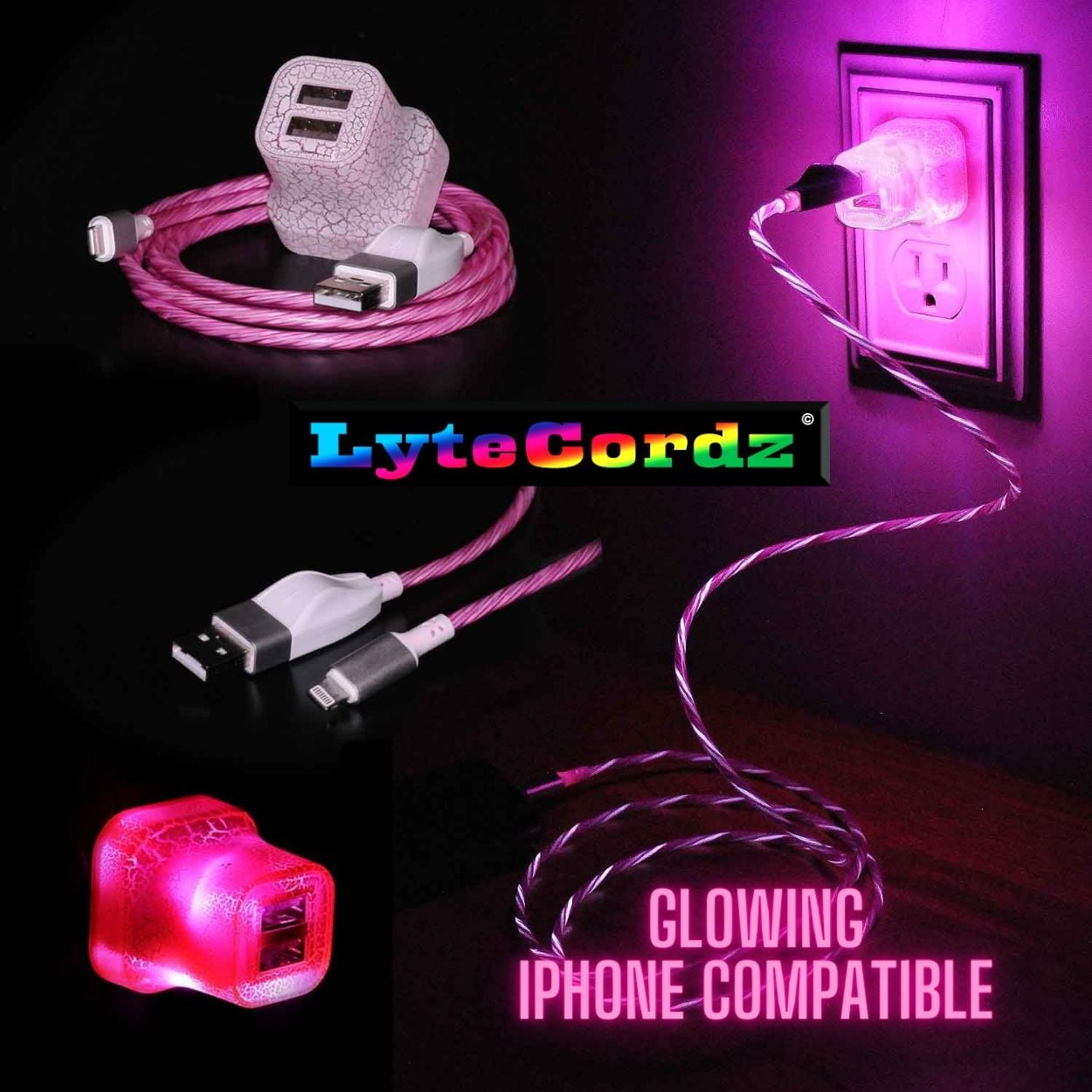 LyteCordz - LED Light Up Phone Charging Charger Cable Cord - Compatible ...
