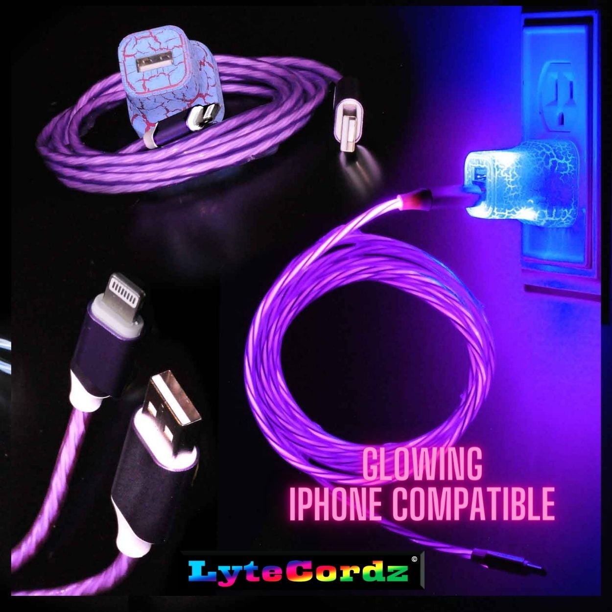 LyteCordz - LED Light Up Phone Charging Charger Cable Cord - Compatible ...