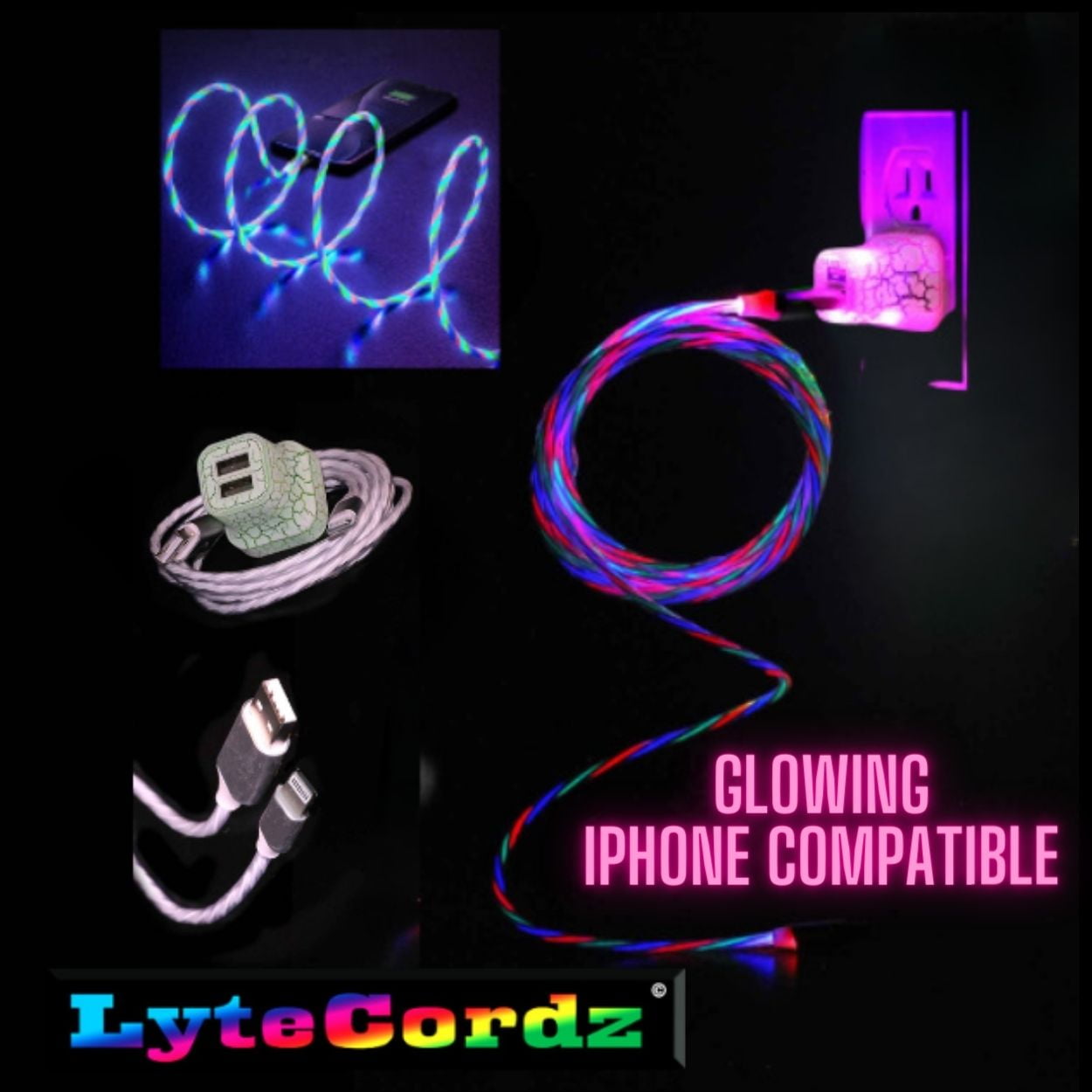 LyteCordz - LED Light Up Phone Charging Charger Cable Cord - Compatible ...