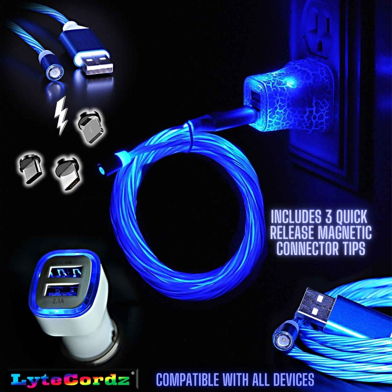 LyteCordz - Light Up Magnetic Quick Connect Release LED Charging ...
