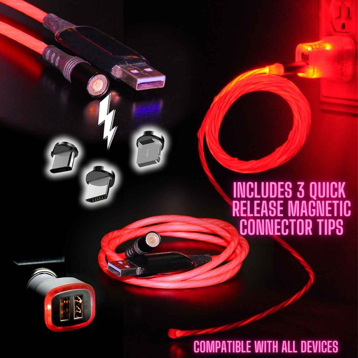 LyteCordz - Light Up Magnetic Quick Connect Release LED Charging ...