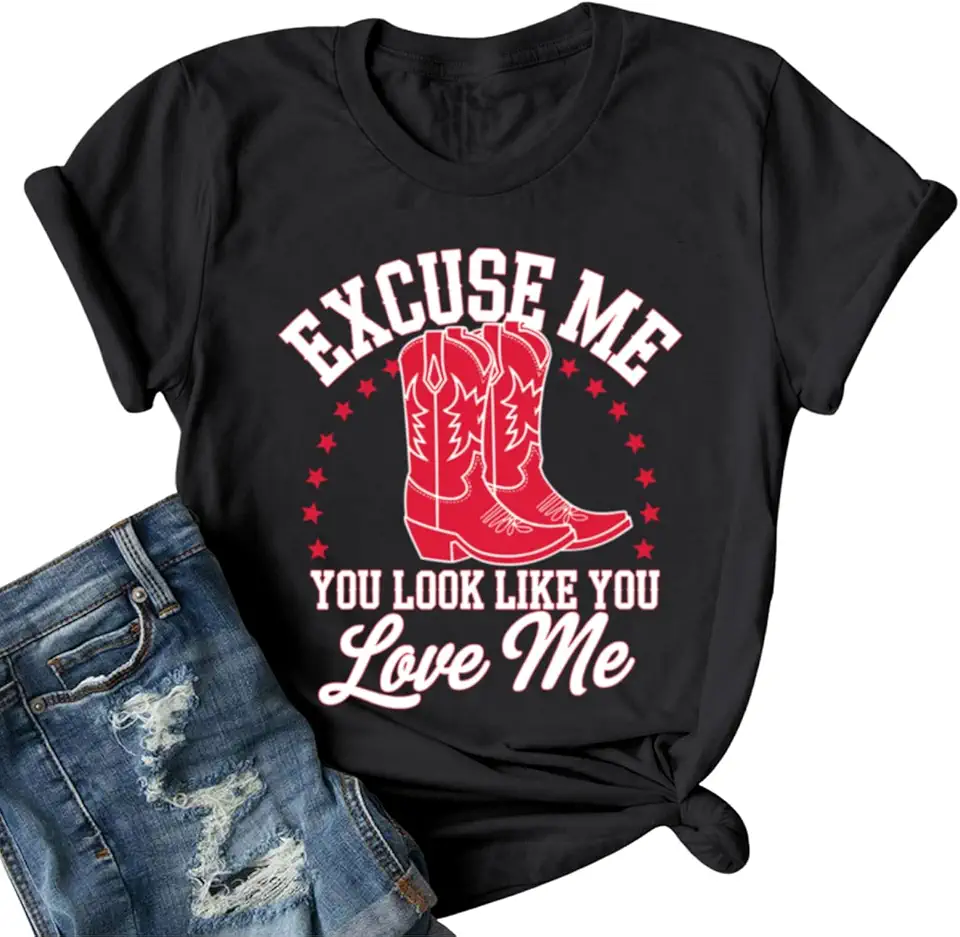 Lytiarul Western Cowboy Boot Shirts for Women Rodeo Cowgirl Tshirt ...