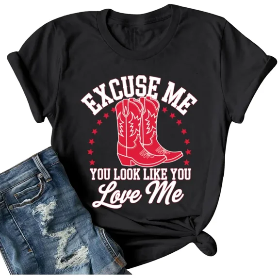 Lytiarul Western Cowboy Boot Shirts for Women Rodeo Cowgirl Tshirt ...