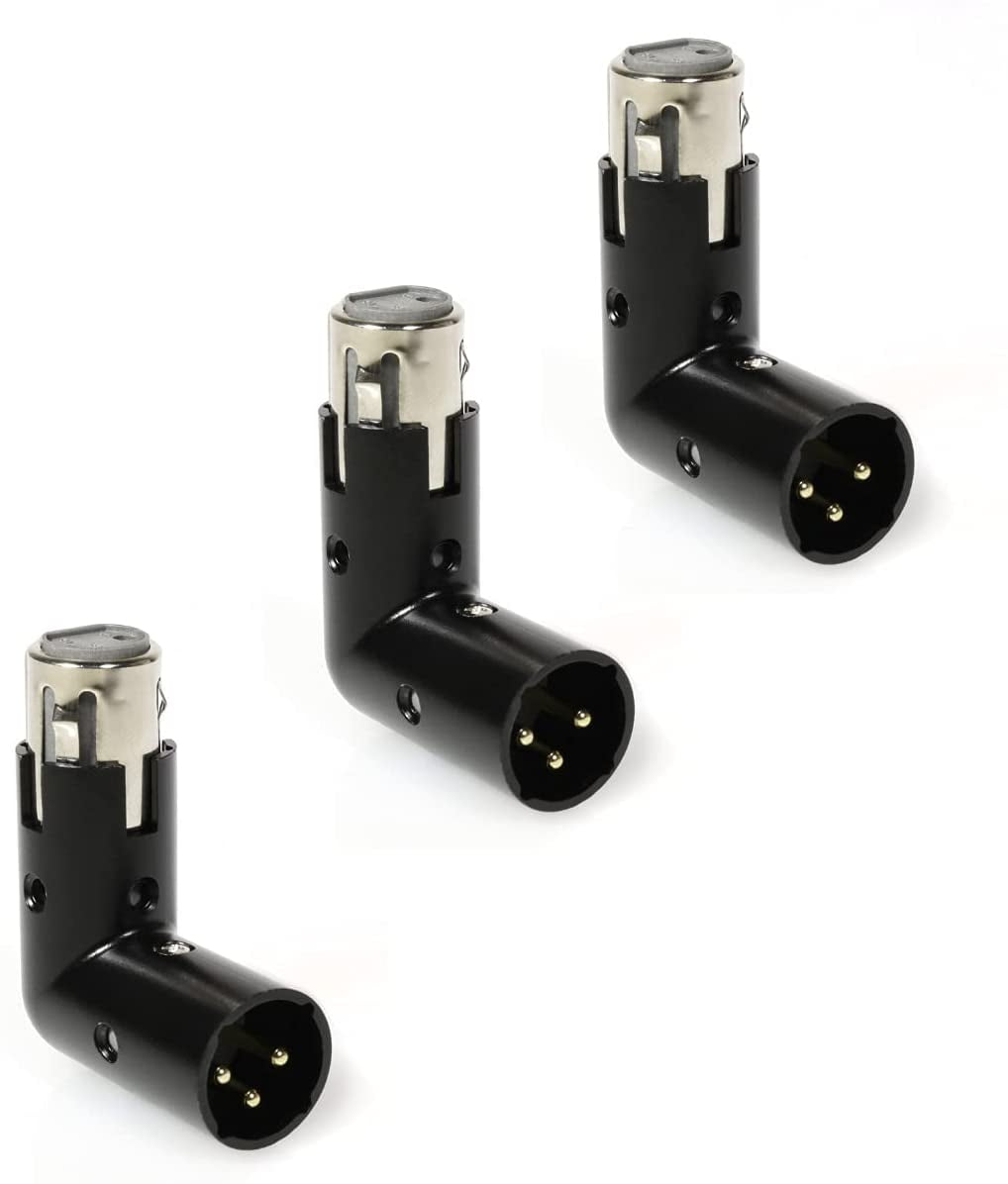 LyxPro XLR Angle Adapter, Dual Male and Female, 4-Position Angles, 3 ...