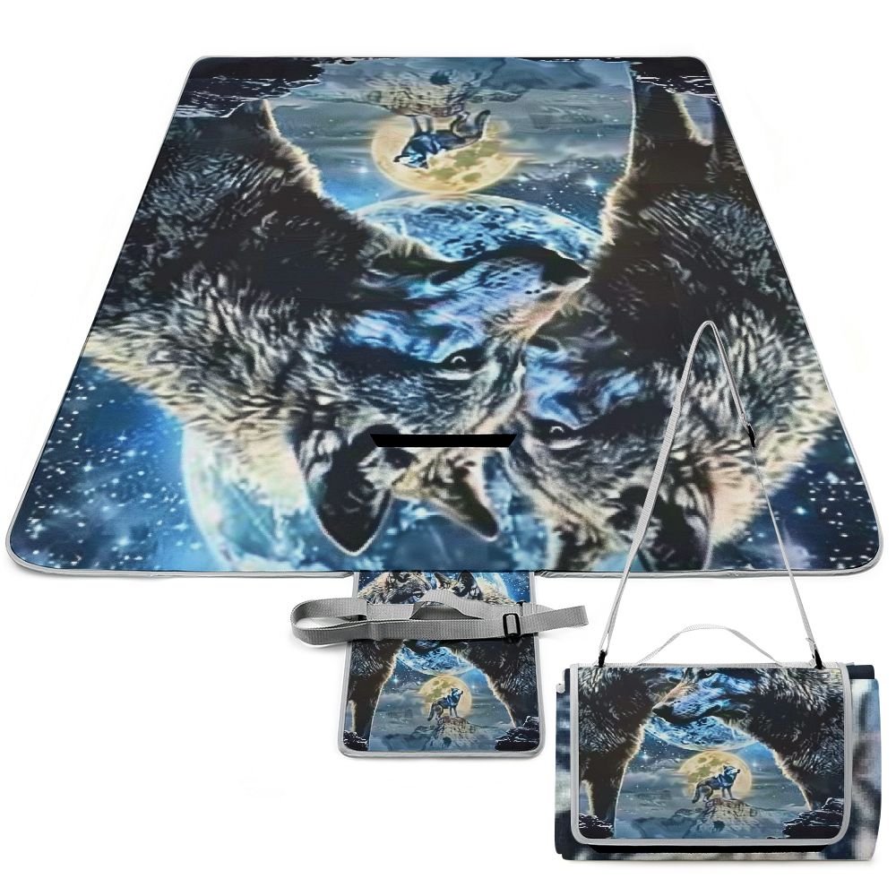 Lzatpd Fantasy Galaxy Wolf Adults Lightweight Waterproof Picnic Blanket ...