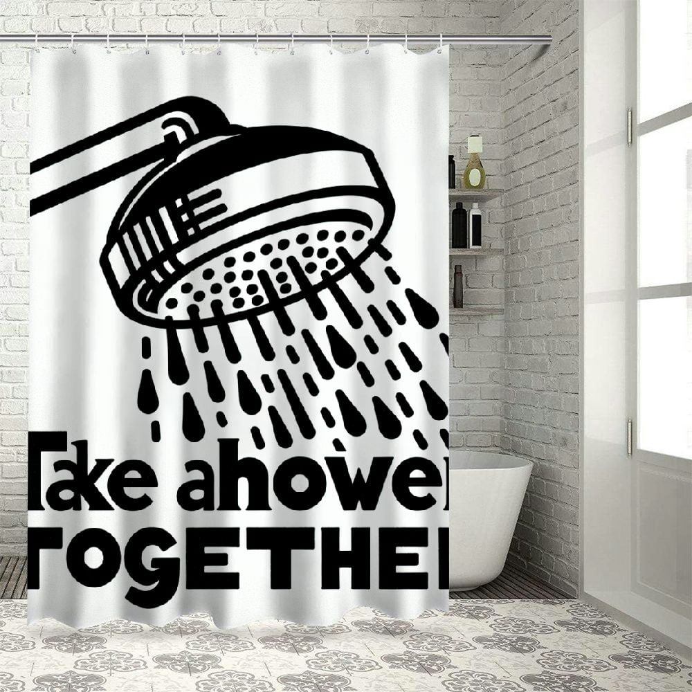 Lzatpd Funny Shower Curtain Minimalism Freehand Sketch Style Cute White