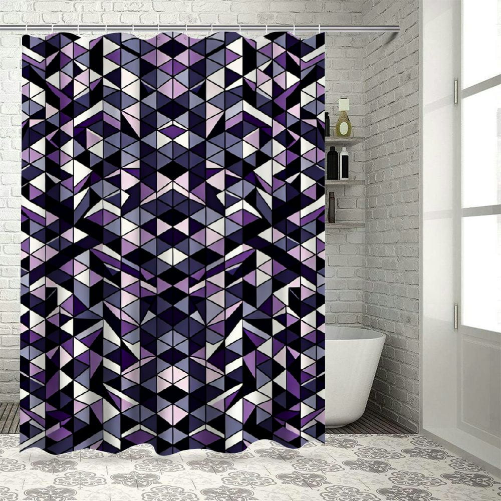 Lzatpd Geometric Shower Curtain Abstract Triangles With Dark And Pale