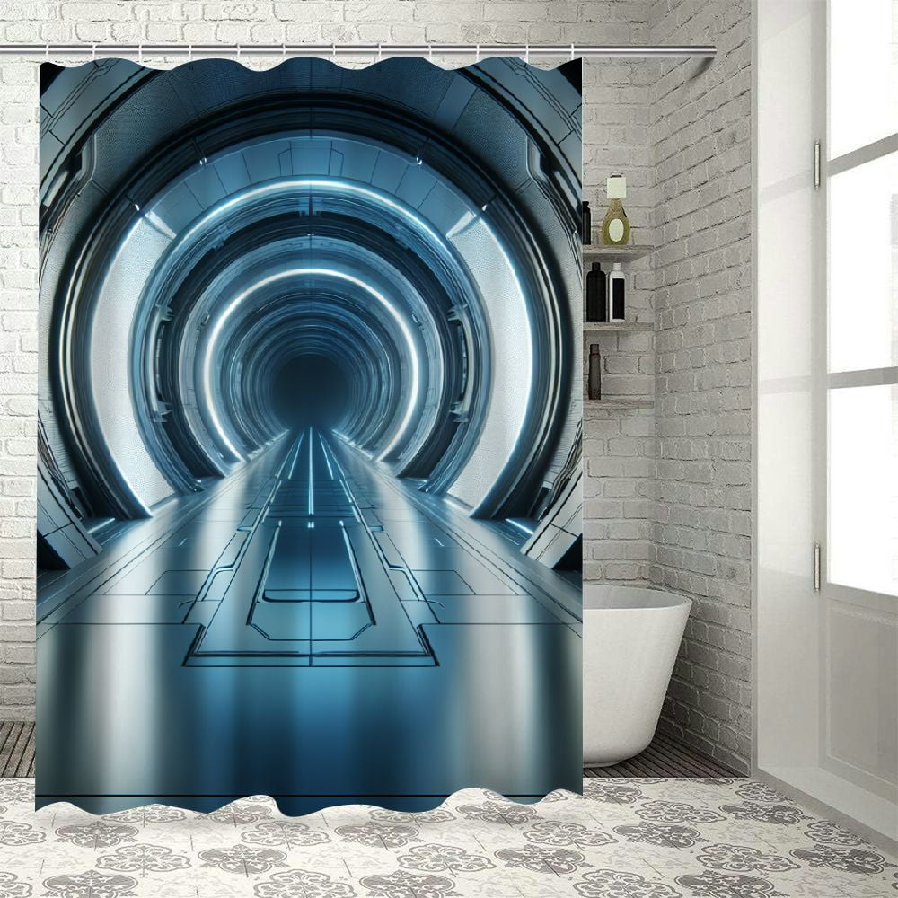 Lzatpd Shower Curtain Theme Design Corridor Image Print Cloth Fabric