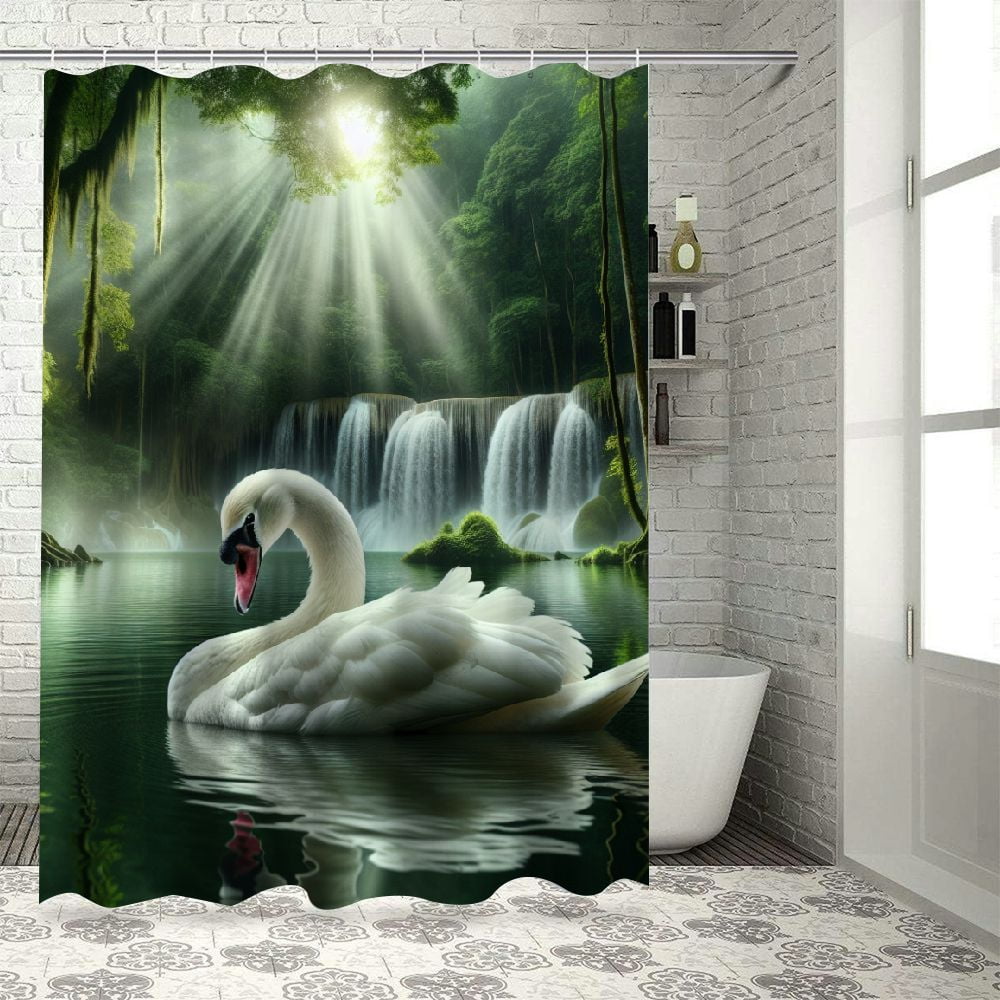 Lzatpd Shower Green Primary Forest Spa Water in Natural Lake Misty ...