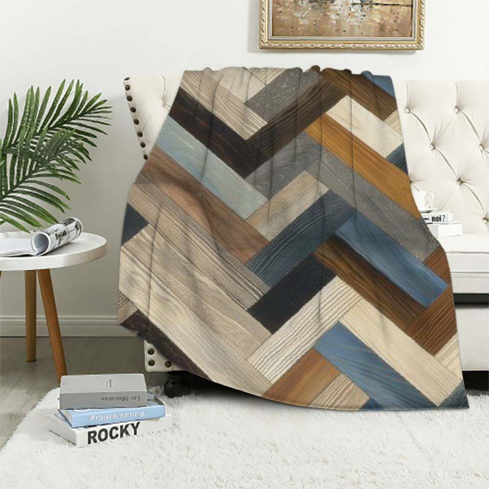 Lzatpd Soft Throw Blanket Pattern in Blue Brown Grey Throw Blankets ...