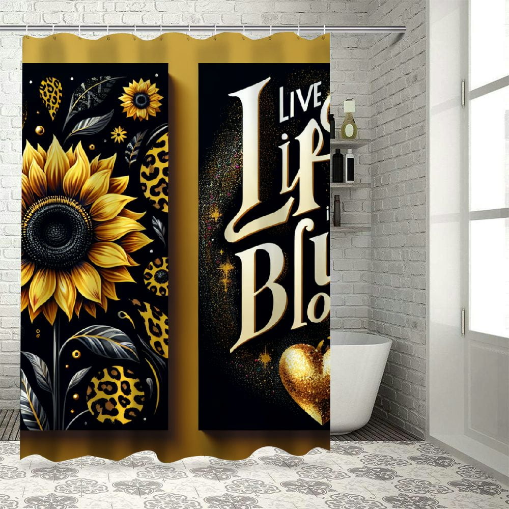 Lzatpd Sunflower Shower Curtain Quotes Inspirational Motivational Black