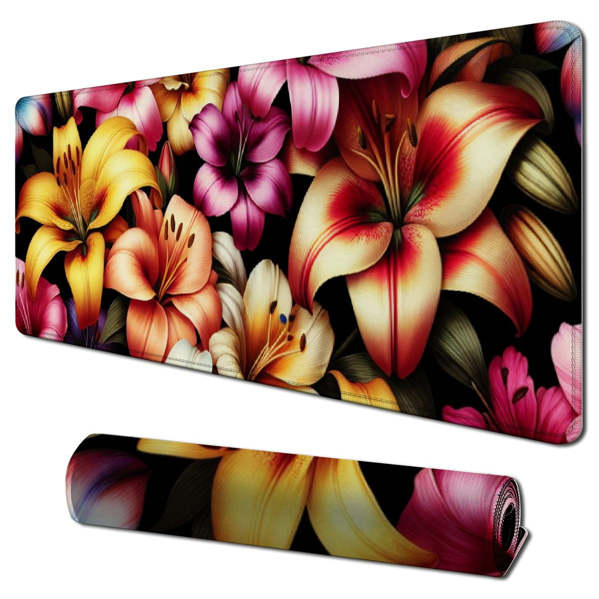 Lzatpd Tulip Lily Large Gaming Mouse Pad Extended Keyboard Big Mouse Pad Desk Writing Mat For