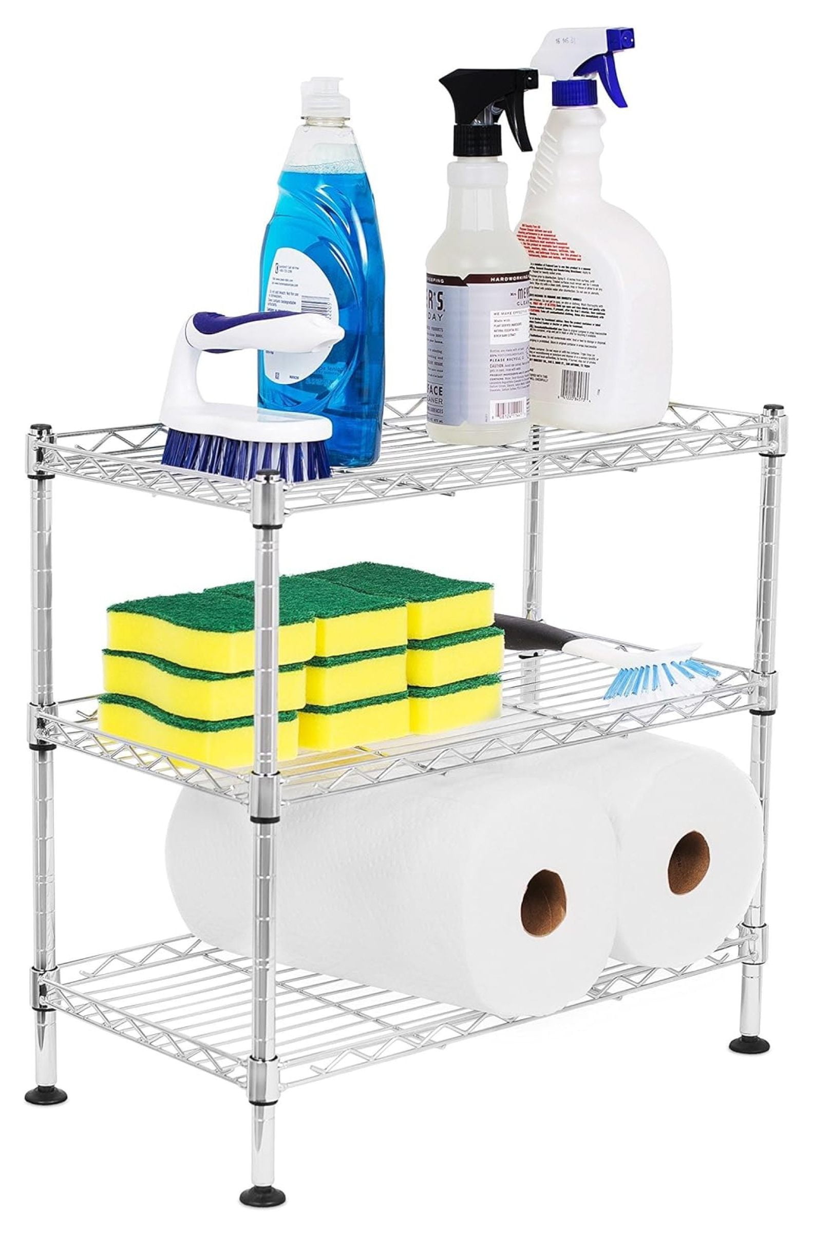 LzerLyh 3-Tier Mini Wire Utility Shelving - Chrome - Shelf - Adjustable ...