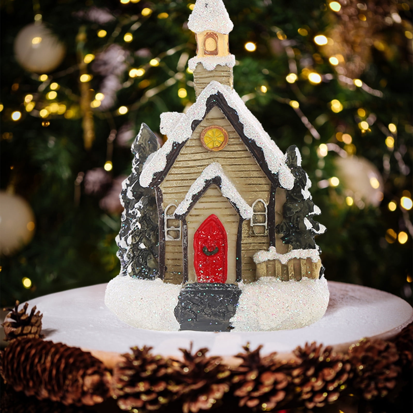 Lzobxe Christmas Decorations Resin Christmas Scene Village House Town ...