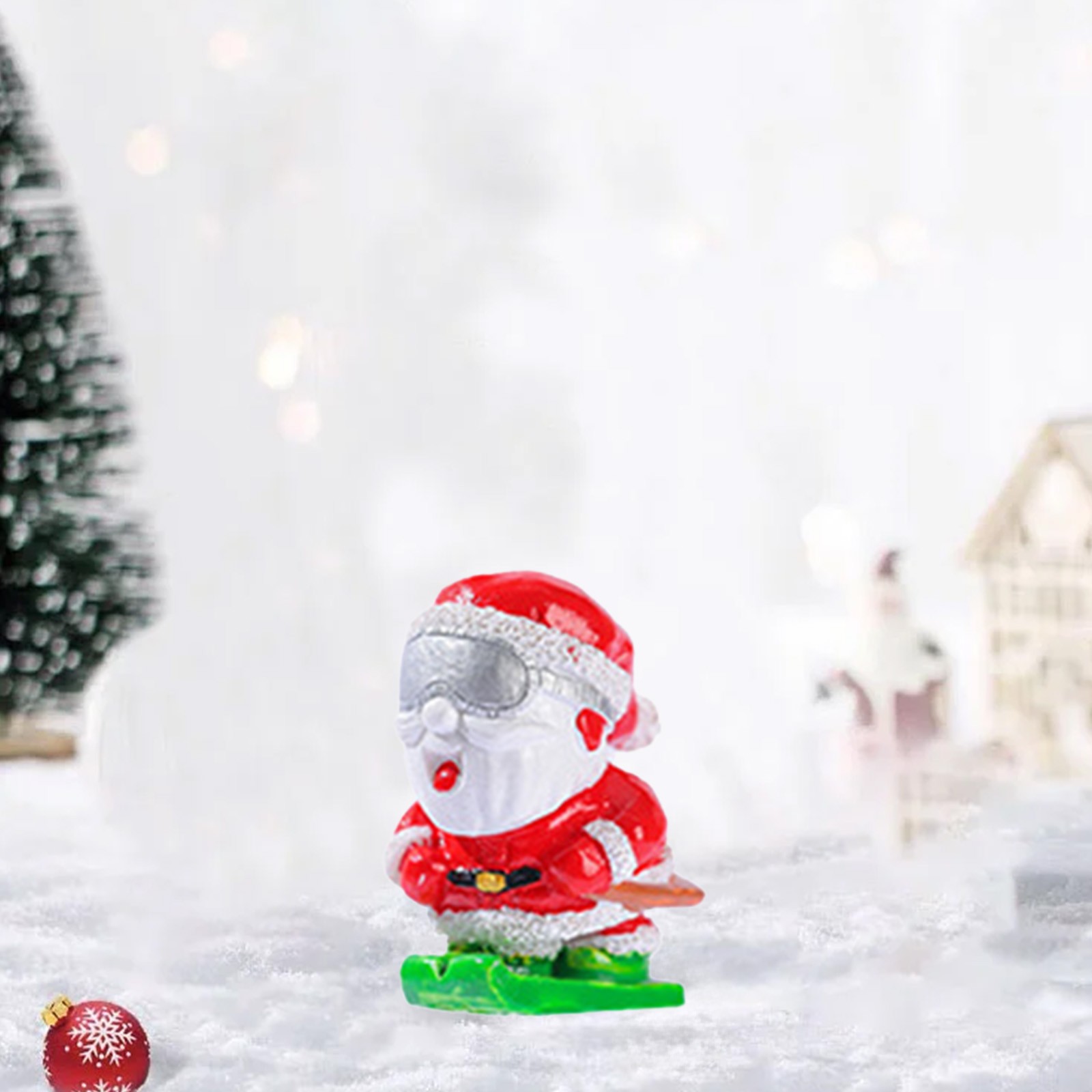 Lzobxe Christmas Mini Santa Claus Figurines of Cute Resin Santa Desktop ...