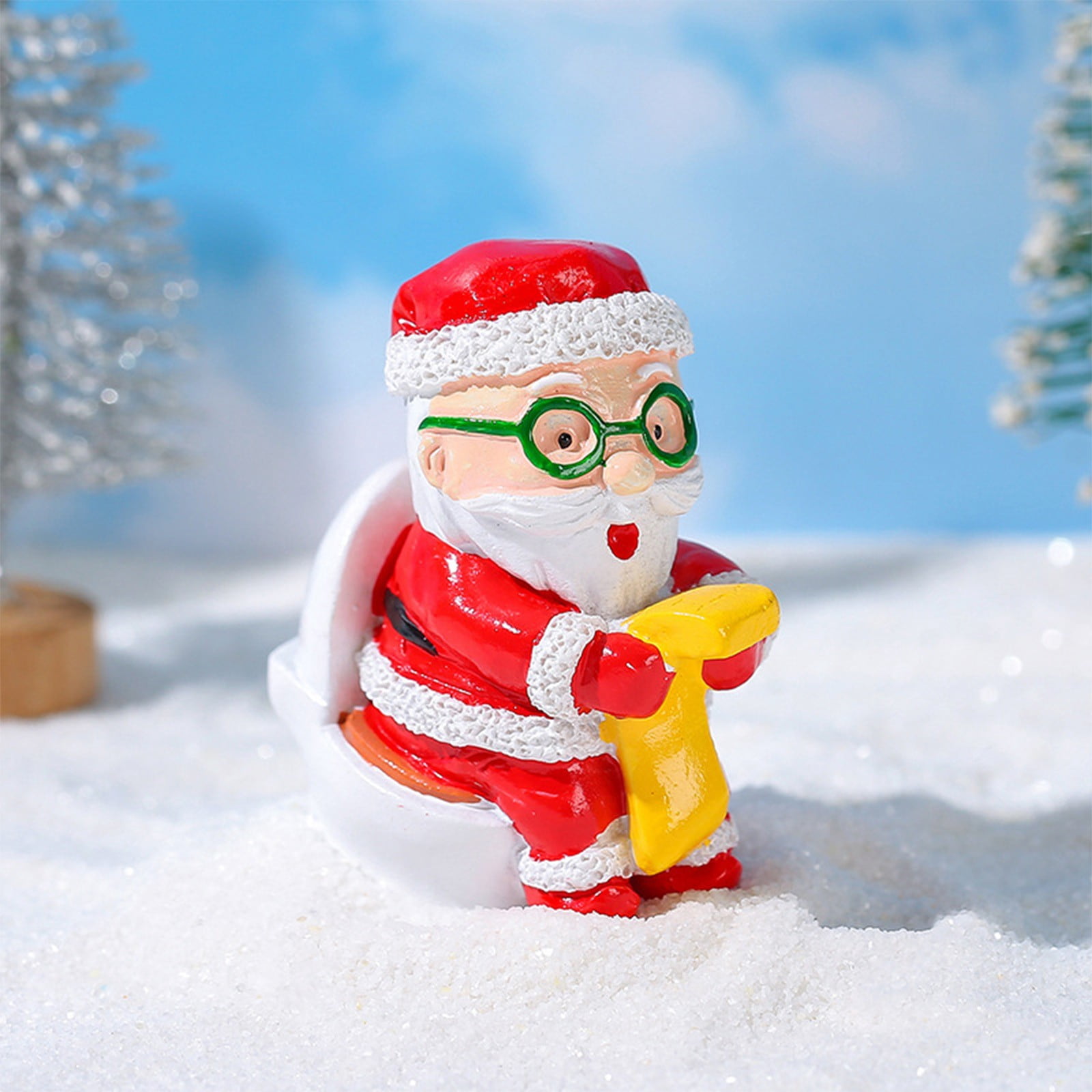 Lzobxe Christmas Mini Santa Claus Figurines of Cute Resin Santa Desktop ...