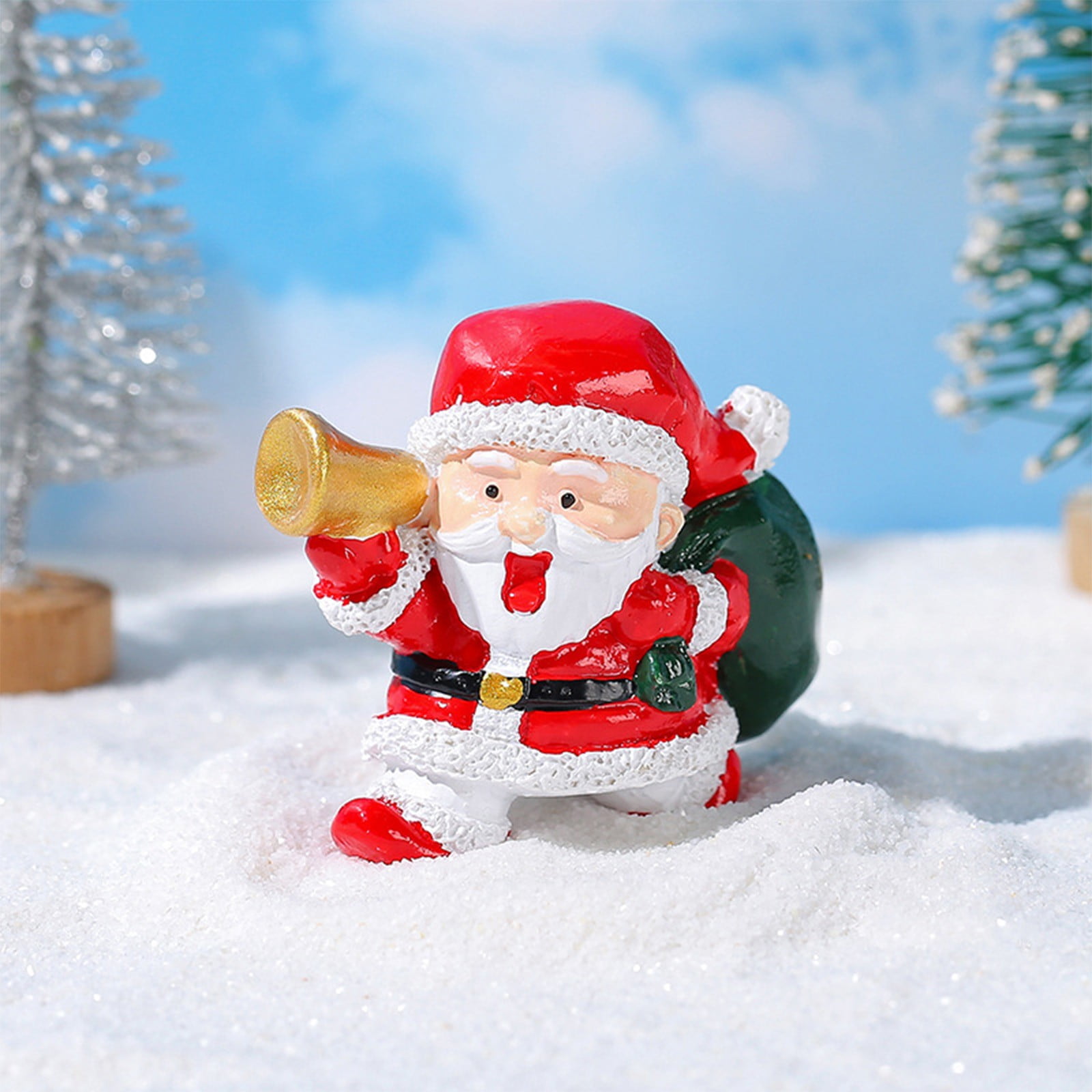Lzobxe Christmas Mini Santa Claus Figurines of Cute Resin Santa Desktop ...