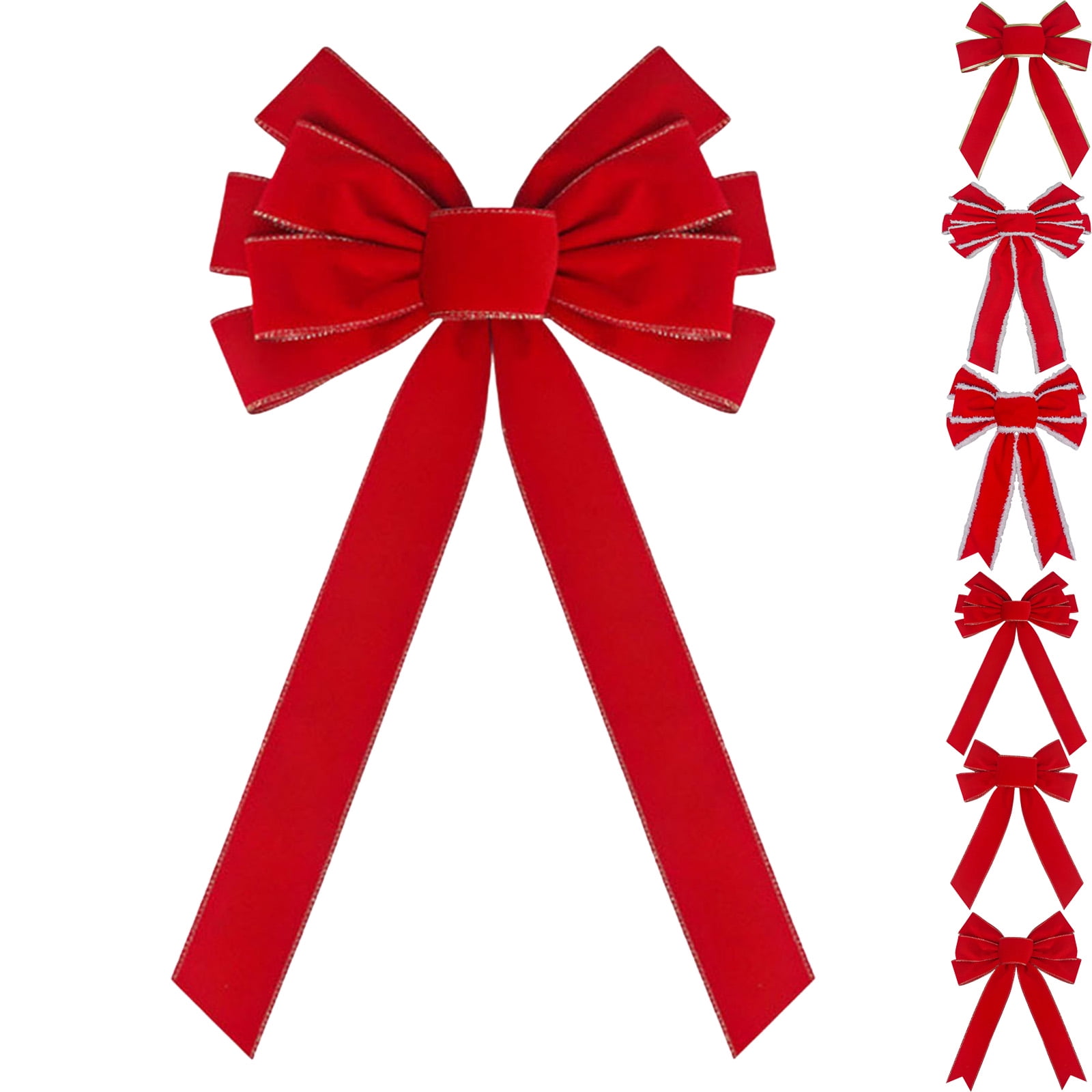 Lzobxe Red Bows Christmas Tree Decorations Velvet Ribbon Red ...