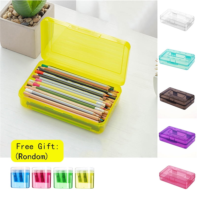 Lzobxe Stackable Clear Plastic Pencil Case, Yellow - Walmart.com