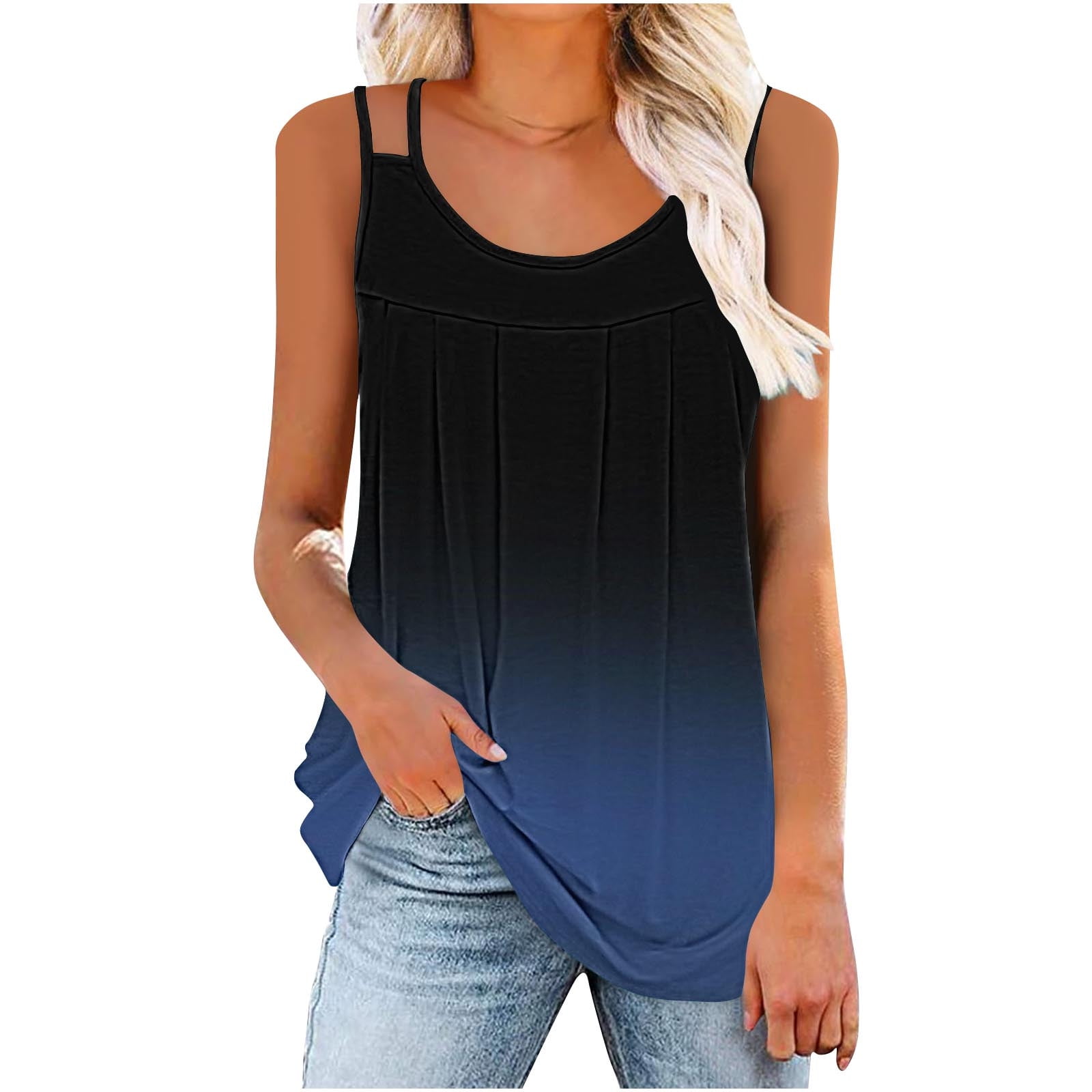 Lzobxe Womens Tank Tops Summer Casual Round Neck Sleeveless Top,Sizes S ...