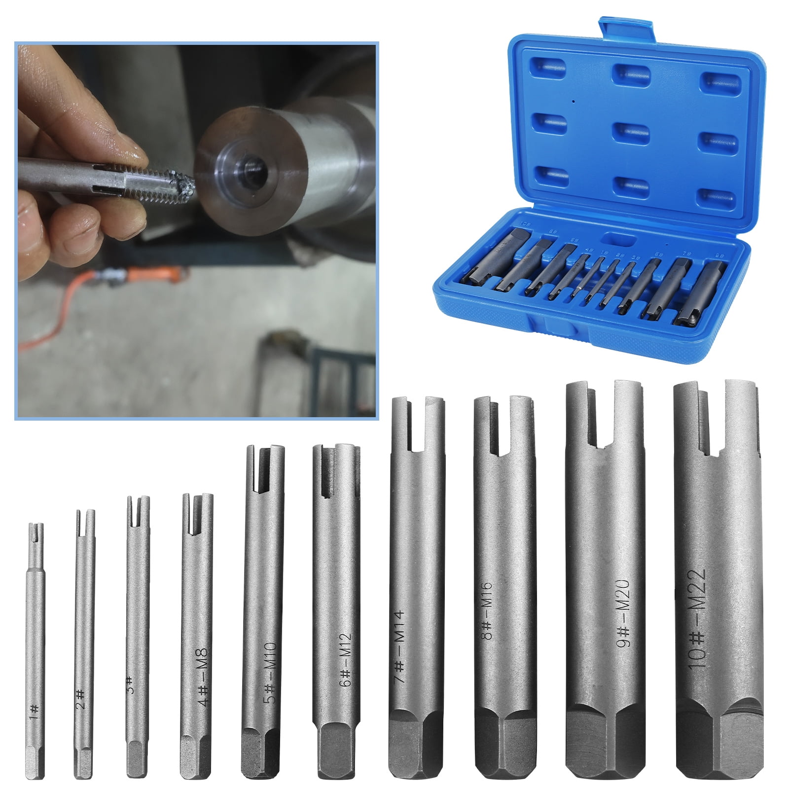 Lzvxtym 10Pcs Broken Head Tap Extractor Set Alloy Steel Tap Removal ...