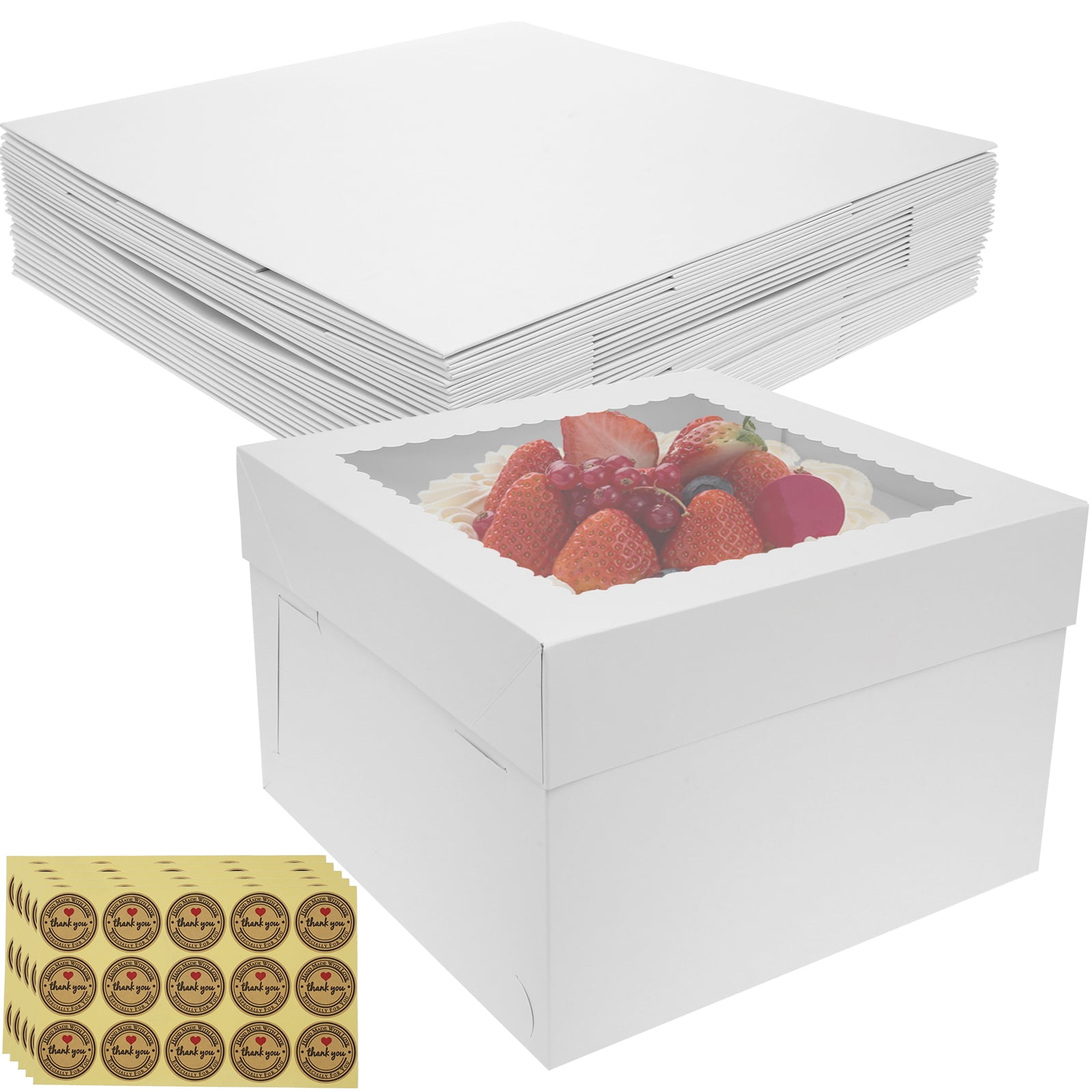 Lzvxtym 12 PCS Tall Bakery Boxes with Clear Window Easy to Fold Cake ...