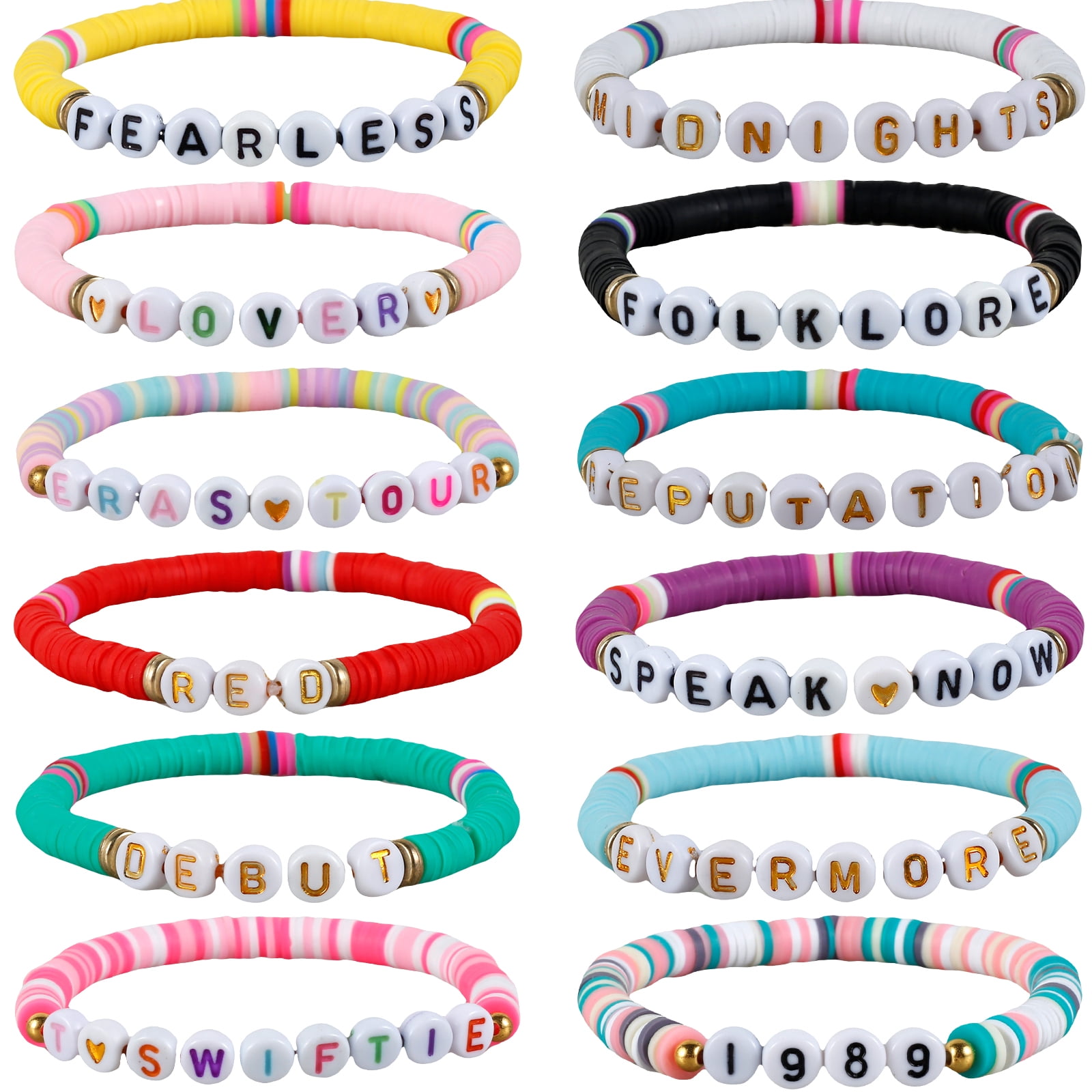 Lzvxtym 12Pcs Clay Bracelets Set Colorful Clay Jewelry Adjustable Clay ...