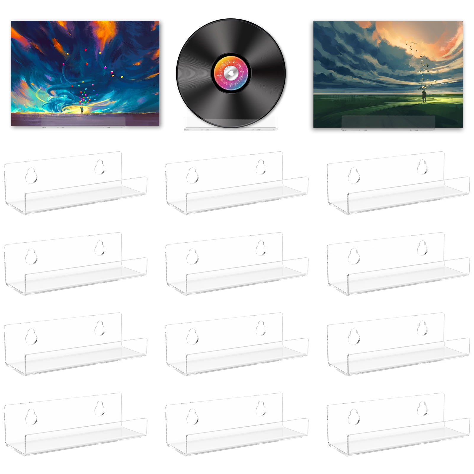 Lzvxtym 12Pcs Vinyl Record Holder Wall Mounted Record Shelf Floating ...