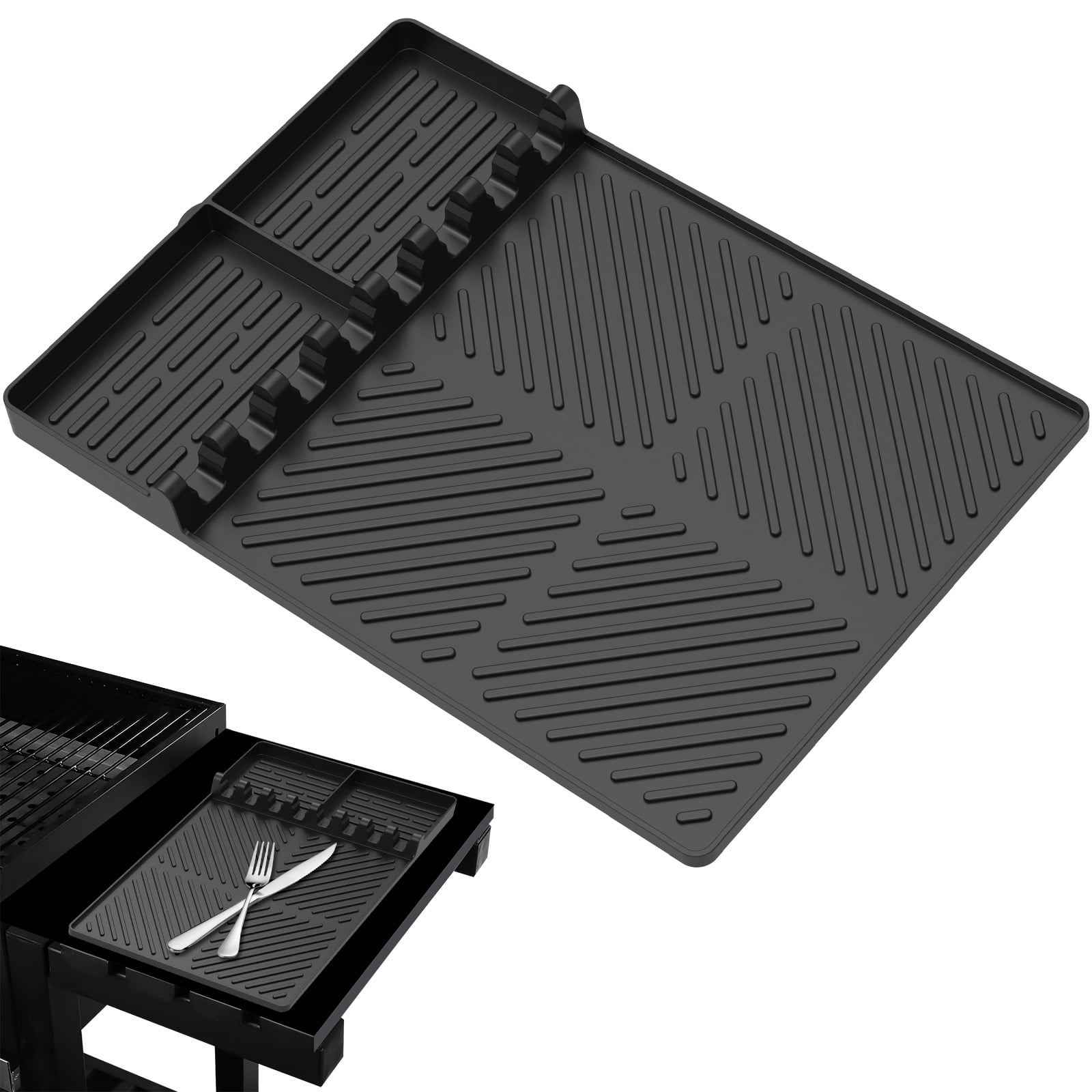 Lzvxtym 2 Pack Silicone Grill Side Shelf Mat, Durable BBQ Utensil Mat ...
