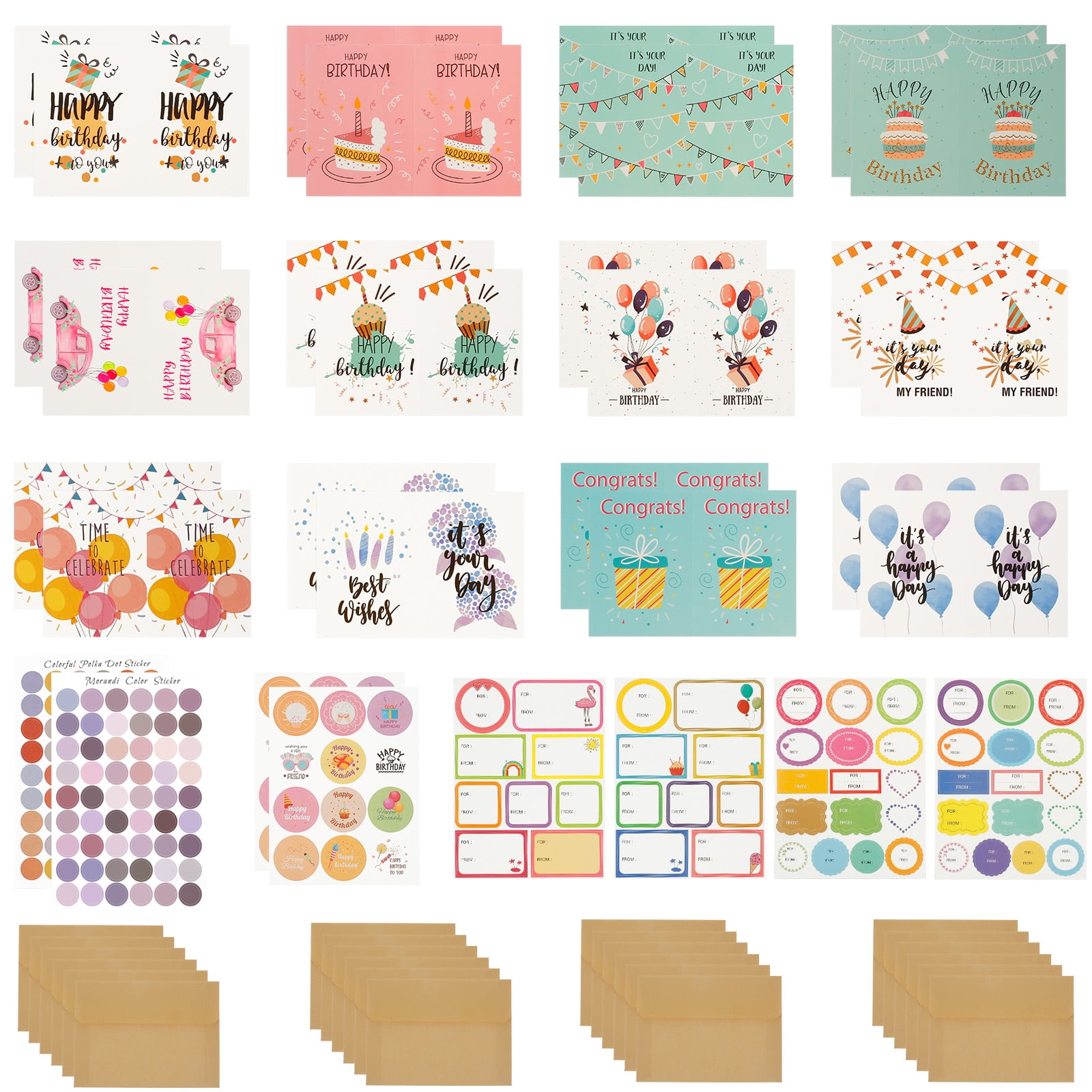 Lzvxtym 24Pcs Happy Birthday Cards Set Assorted Exquisite Birthday ...