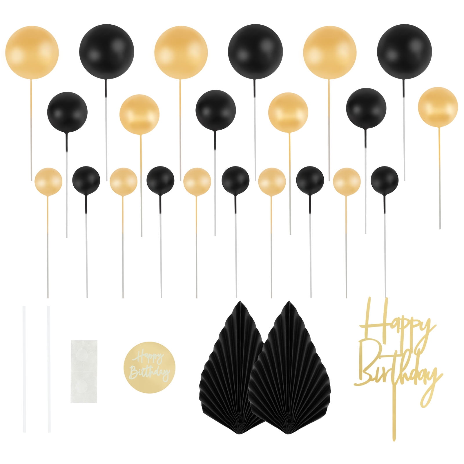 Lzvxtym 26 Pcs Man Cake Topper Elegant Black Gold Cake Decorations ...