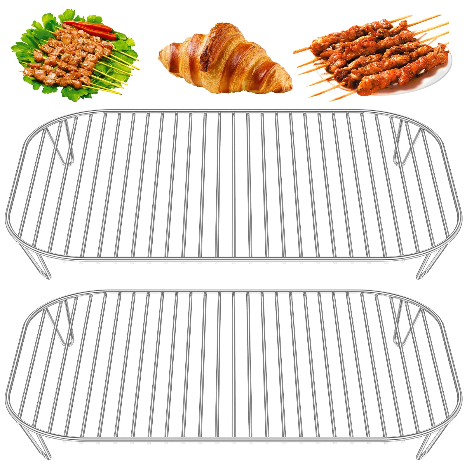 Lzvxtym 2Pcs Grill Rack Stainless Steel Cooking Grill Rack Even Cooking ...