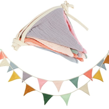 BEFORYOU 60 Flags Imitated Burlap Pennant Banner - Multicolor Fabric ...