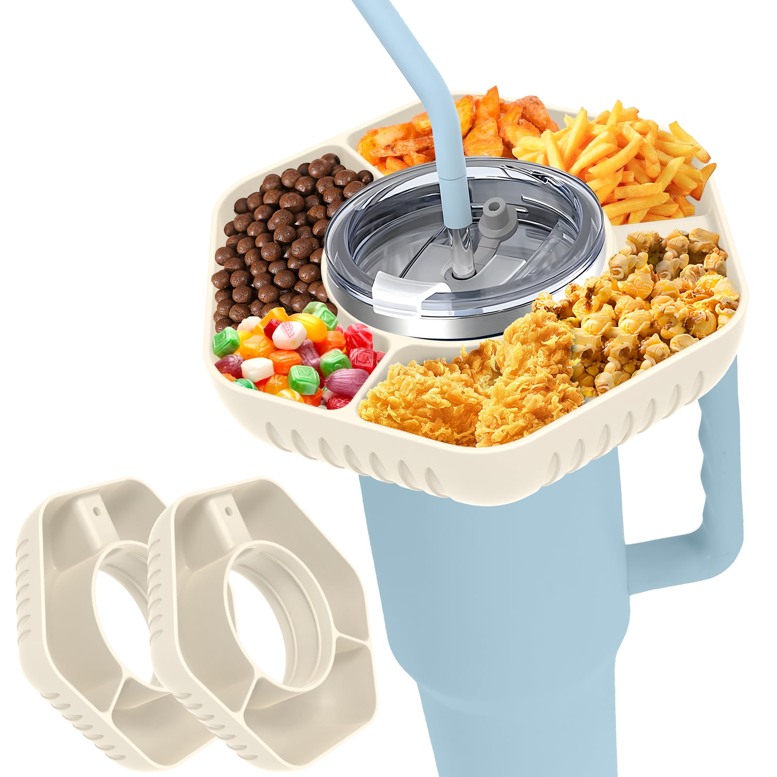 Lzvxtym 2Pcs Snack Bowl for 40oz Insulated Cup with Handle Large Capacity Tumbler Snack Tray ...
