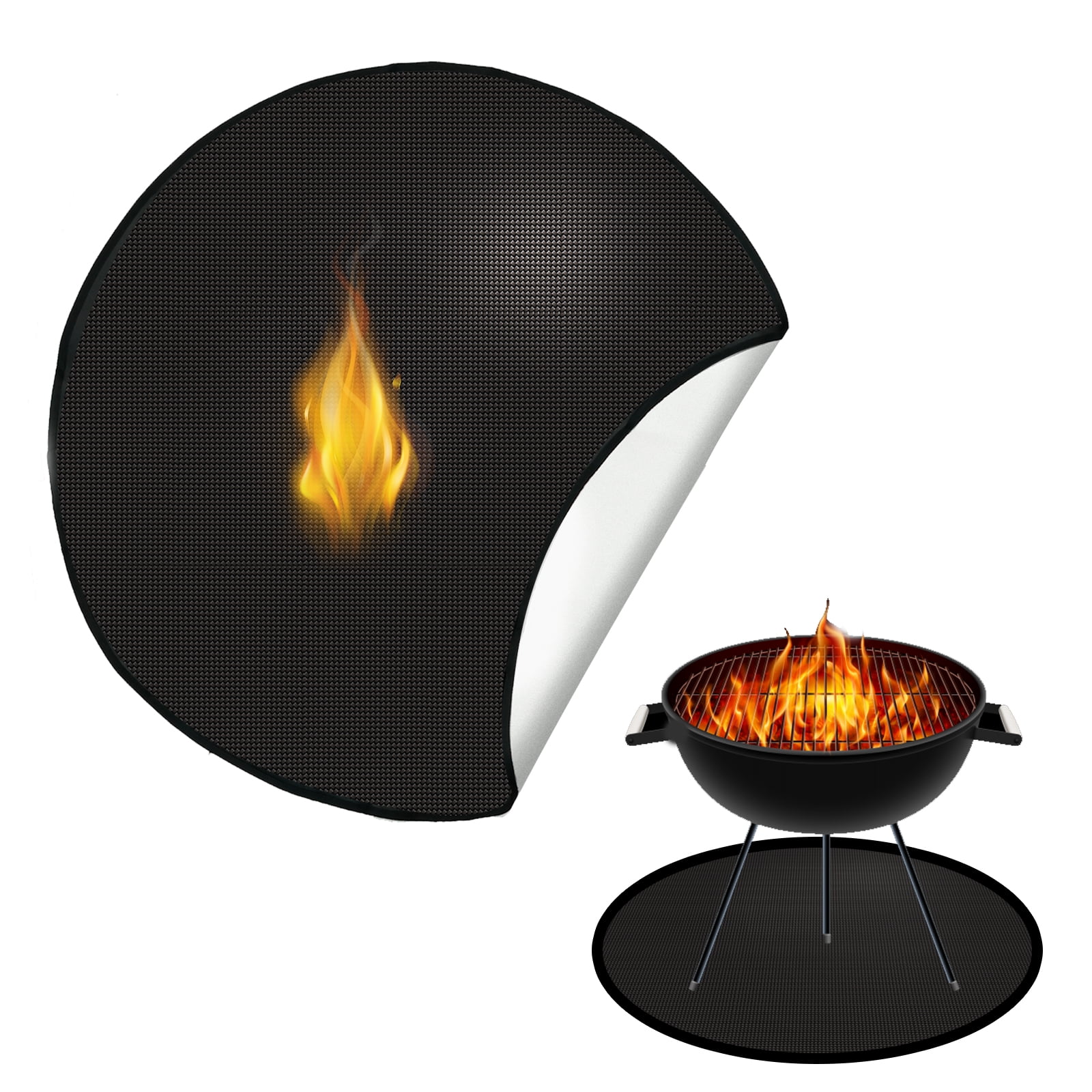 Lzvxtym 36 inch Fire Pit Mat Round 3 Layer Under Grill Mat Fireproof ...