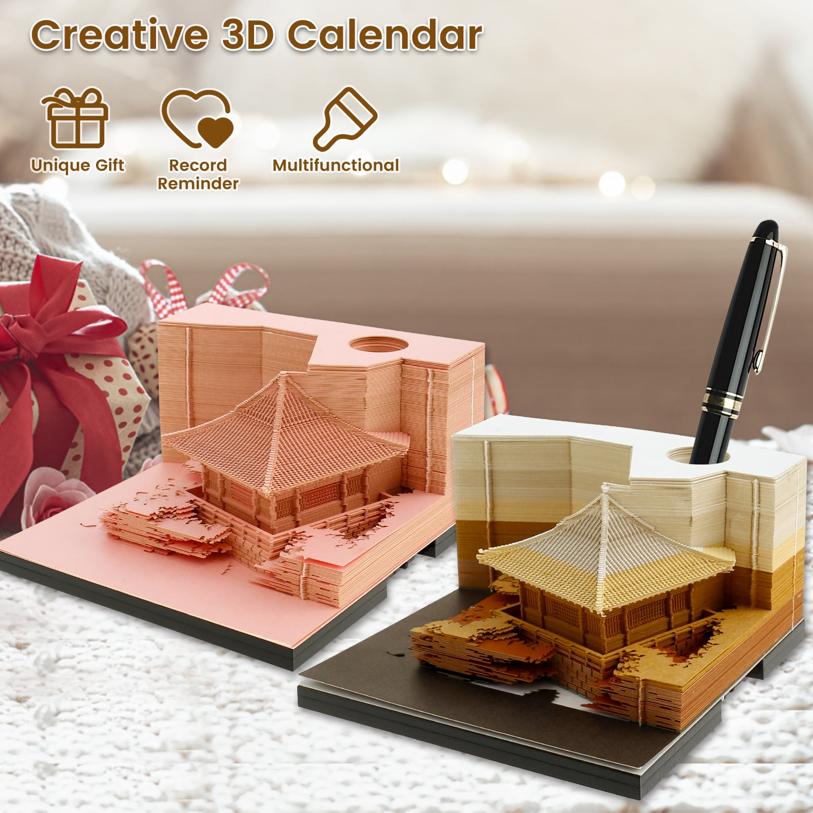 Lzvxtym 3D Desk Note Pad Creative Memo Pad with Light 3D Art Note Pad ...