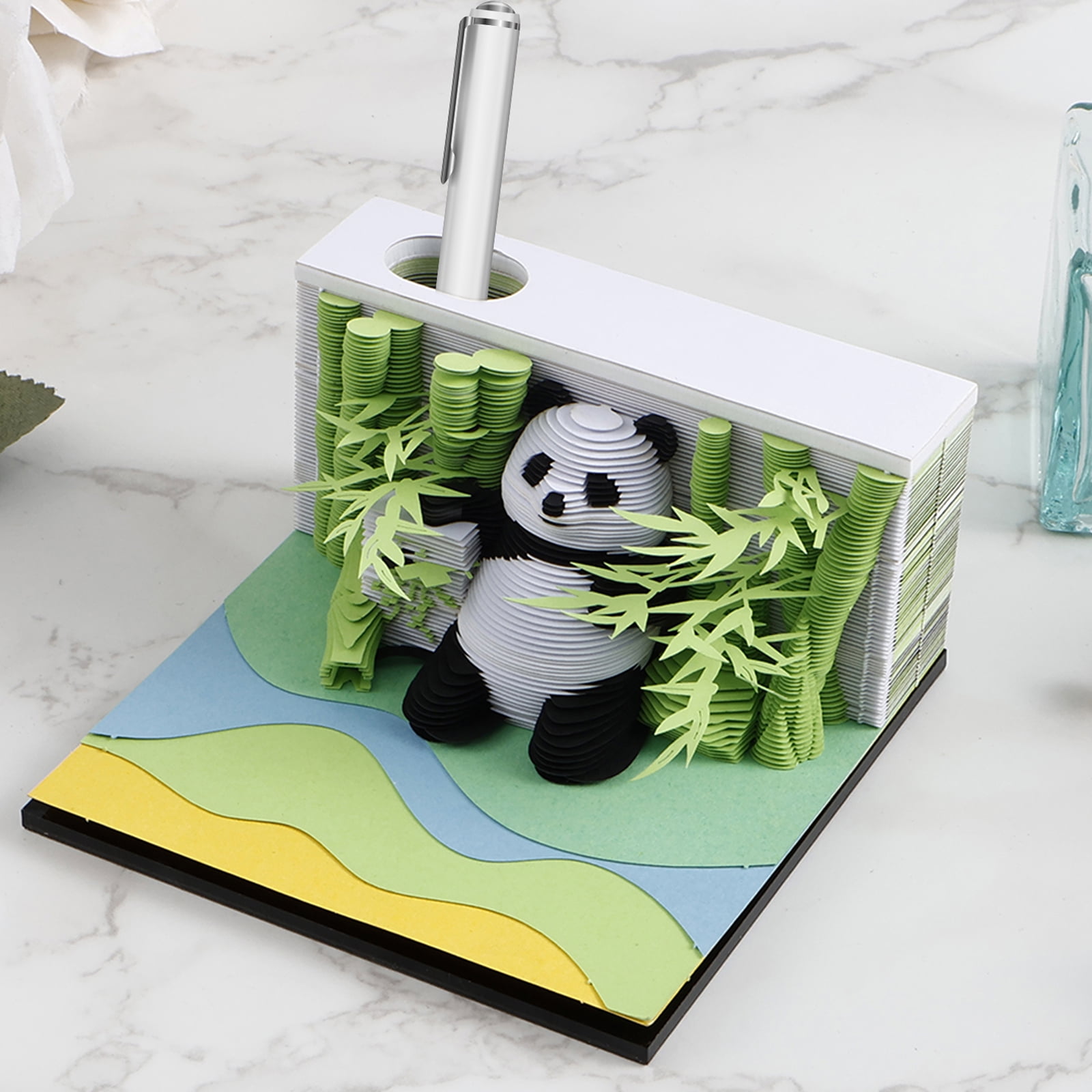 Lzvxtym 3D Desk Note Pad Creative Panda Memo Pad DIY 3D Art Note Pad ...