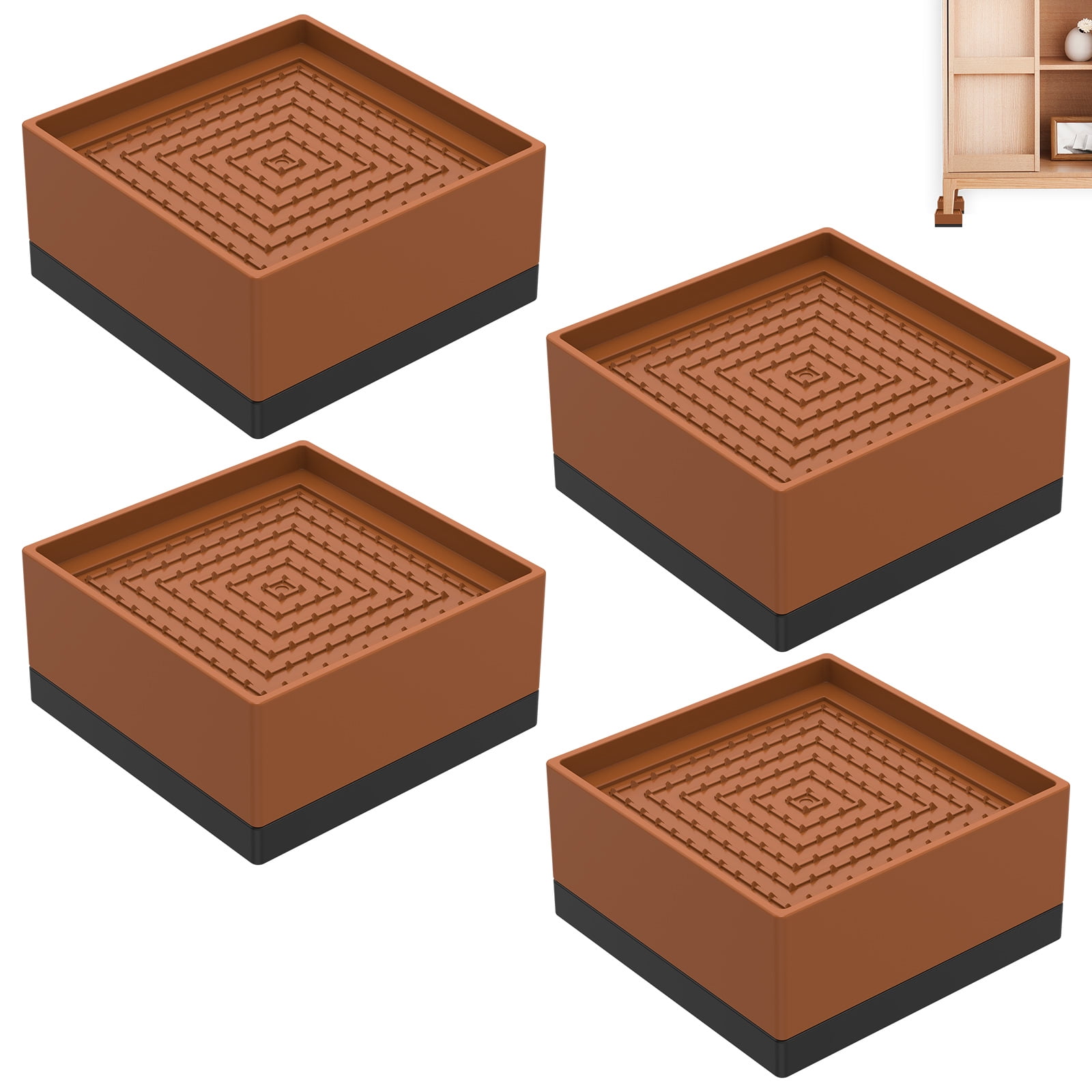 Lzvxtym 4 Pack Bed Risers Adjustable Square Furniture Risers, 2" Lift ...