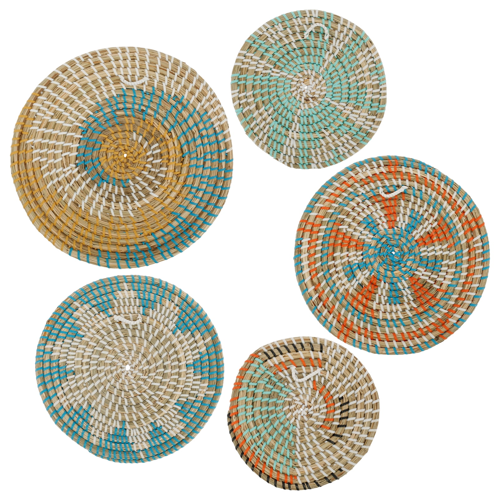 Lzvxtym 5Pcs Hanging Woven Wall Basket Set Decorative Woven Wall Plates ...