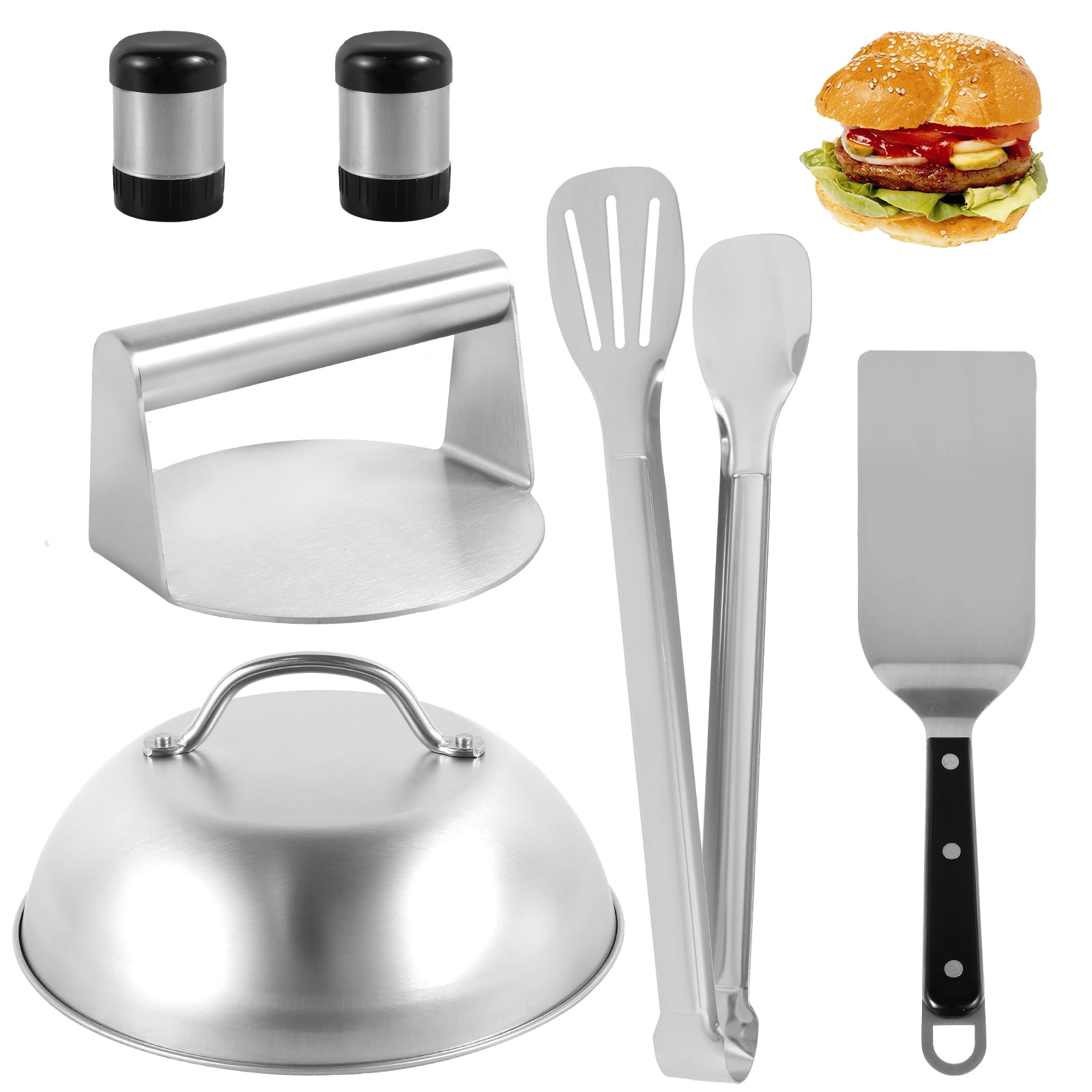 Lzvxtym 6Pcs Smash Burger Kit with Lid Griddle Spatula 5.5" Stainless ...