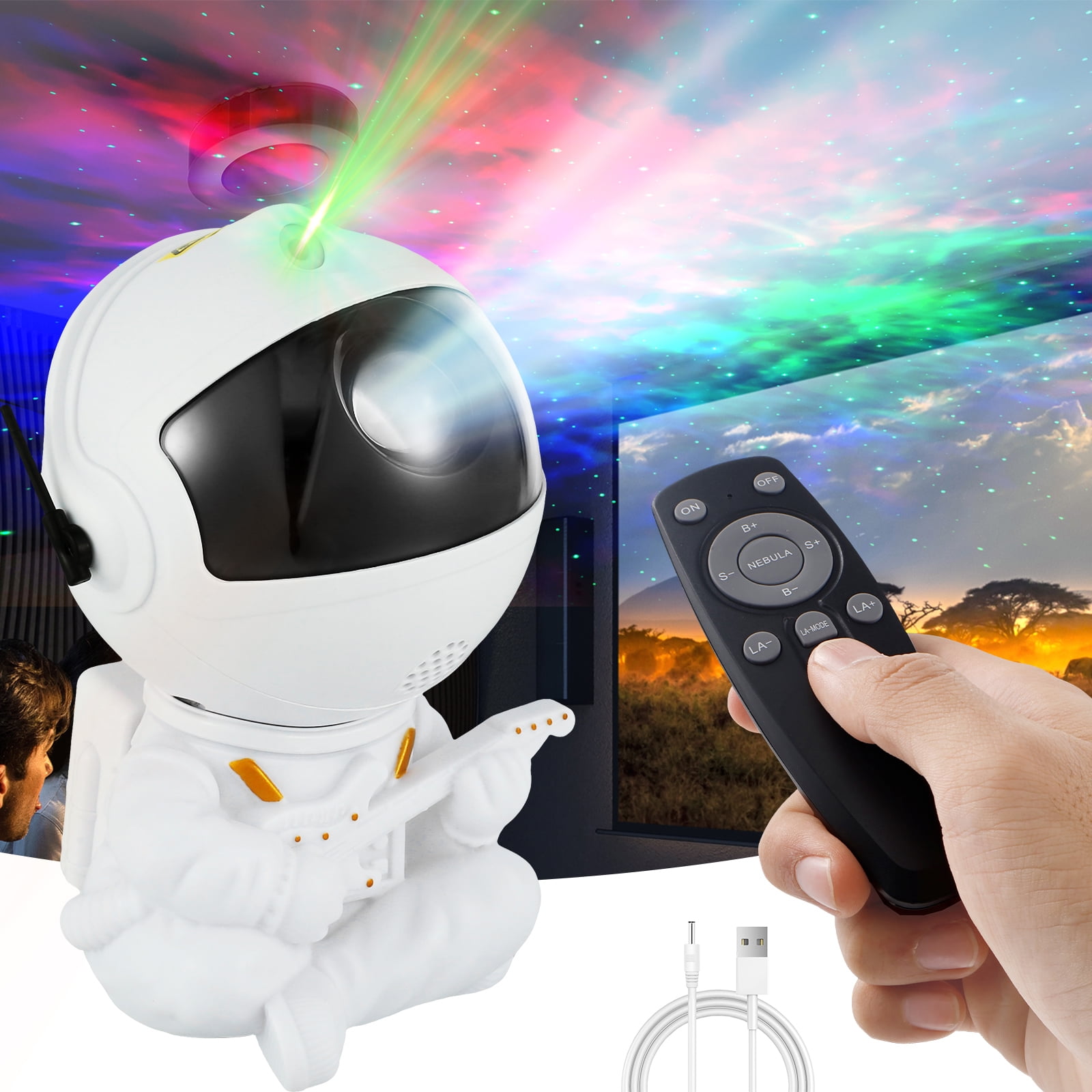 Lzvxtym Astronaut Star Projector Night Lights 360°Rotation Galaxy Star ...