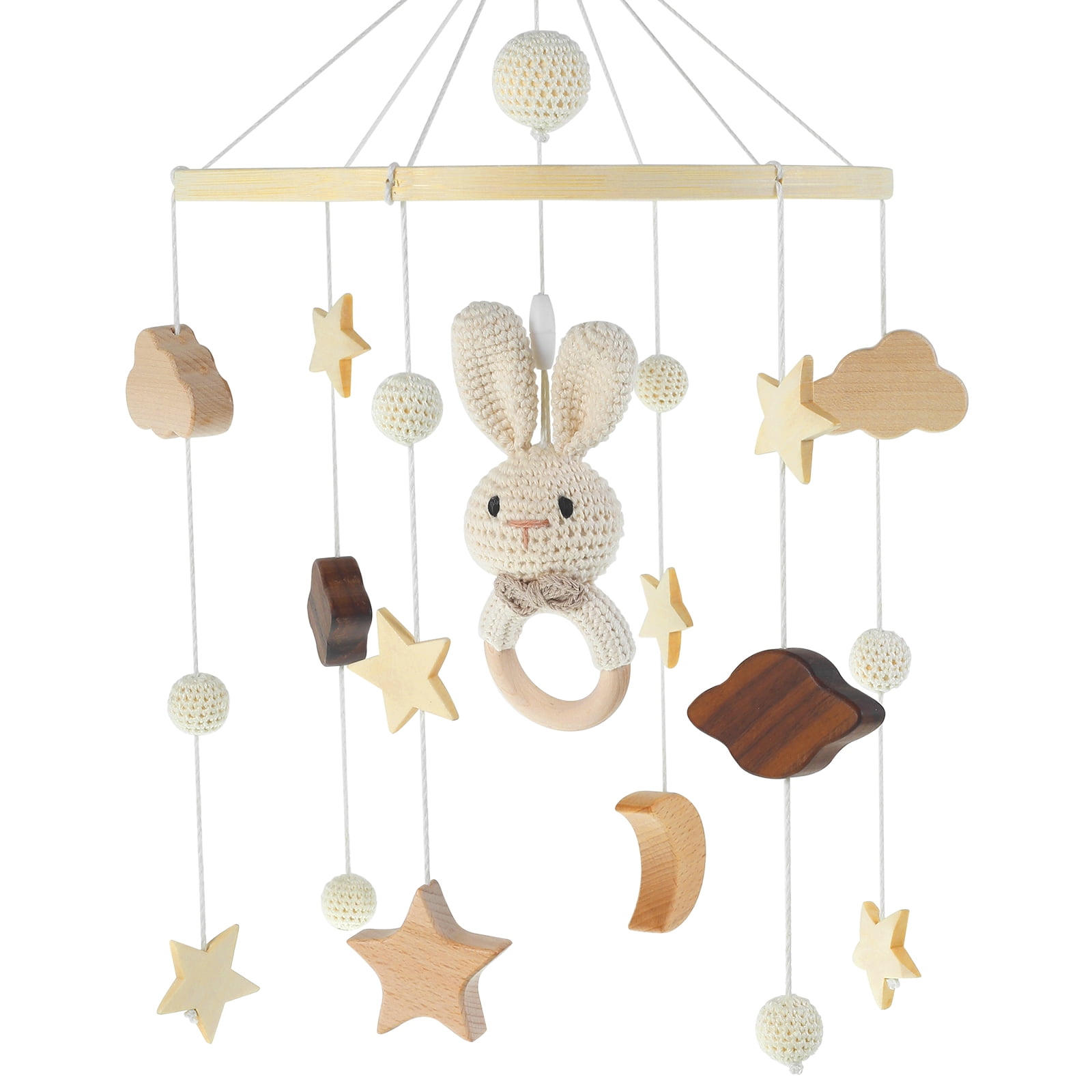 Lzvxtym Baby Bed Bell Hanging Baby Crib Mobile Wood Crocheted Baby Crib ...