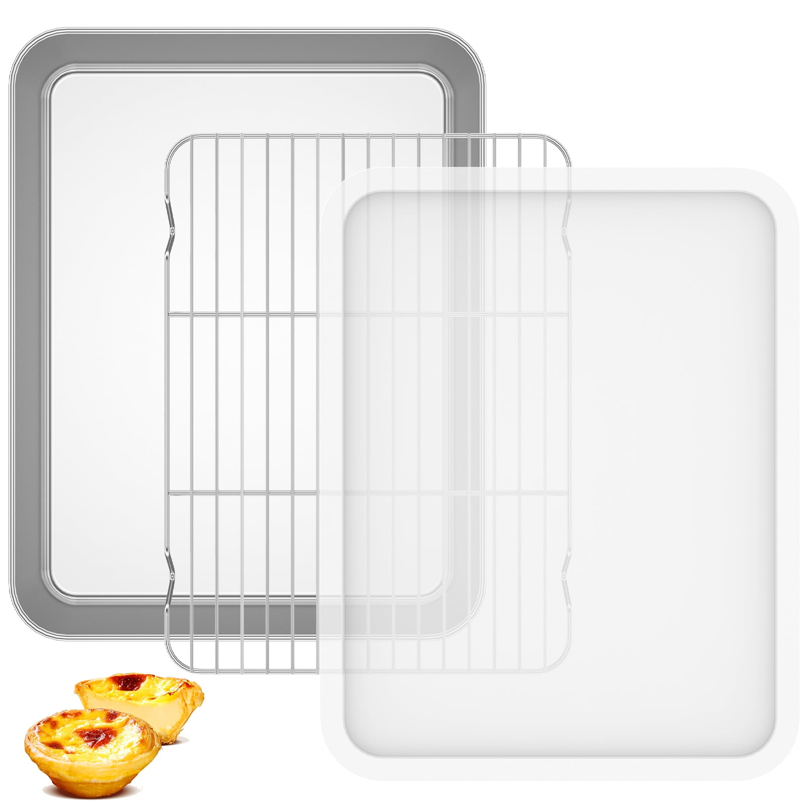 Lzvxtym Baking Tray with Rack and Lid, Stainless Steel Oven Trays with ...