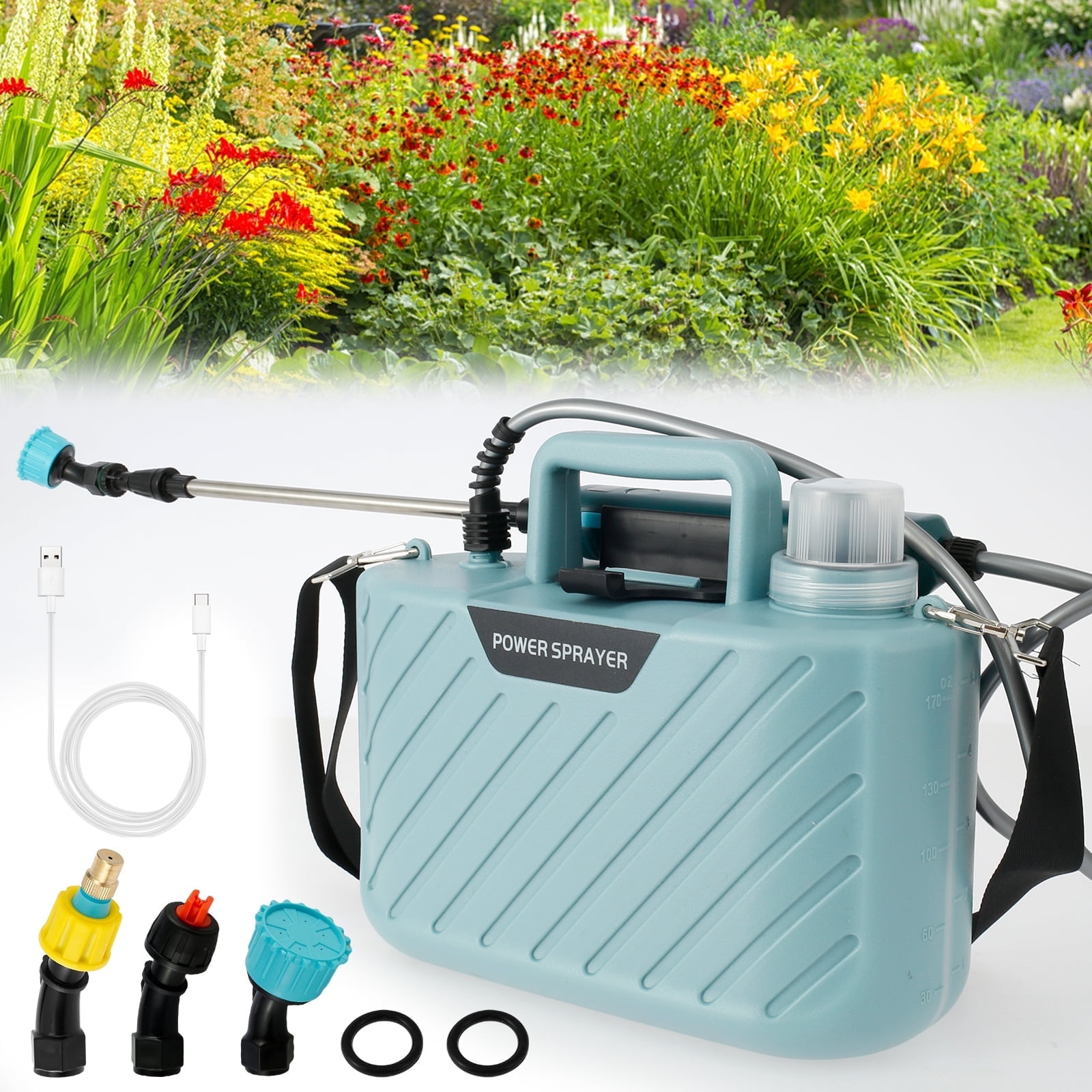 Lzvxtym Battery Powered Electric Sprayer 5L with 3 Mist Nozzles ...