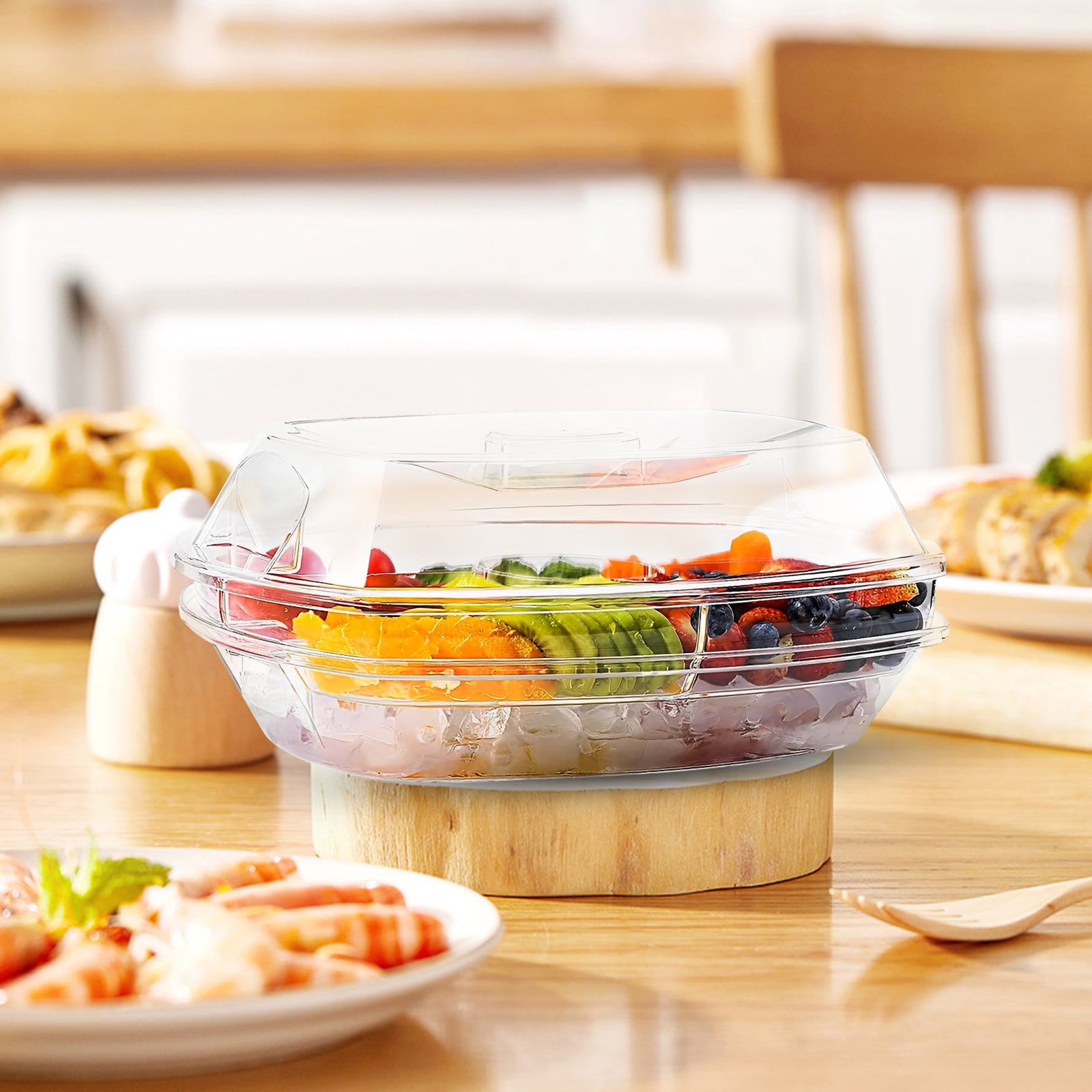 Lzvxtym Chilled Condiment Server with 4 Compartment Clear Chilled ...