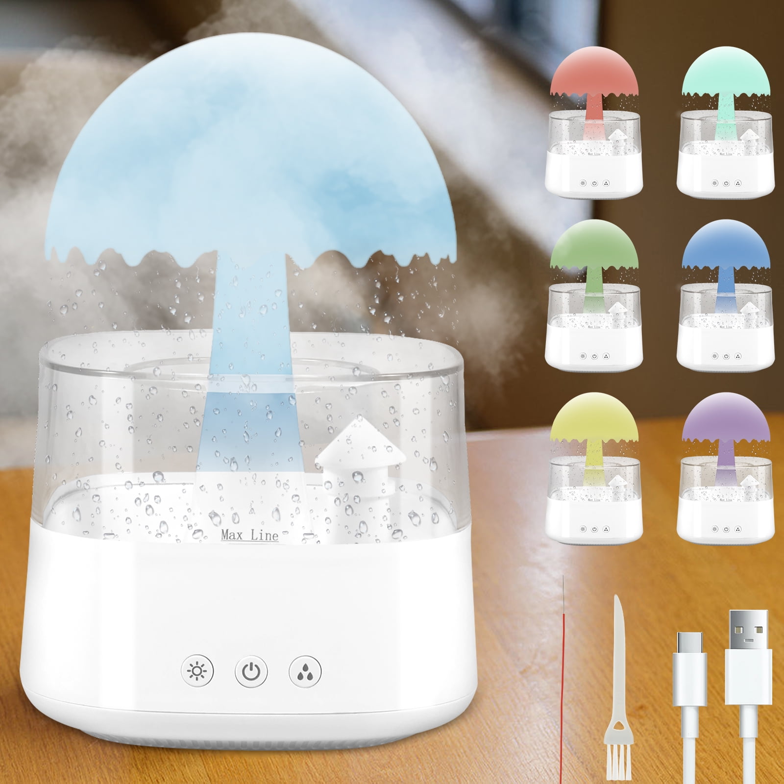 Lzvxtym Cloud Humidifier Rain Drop 450ml Raindrop Humidifier Diffuser 7 ...
