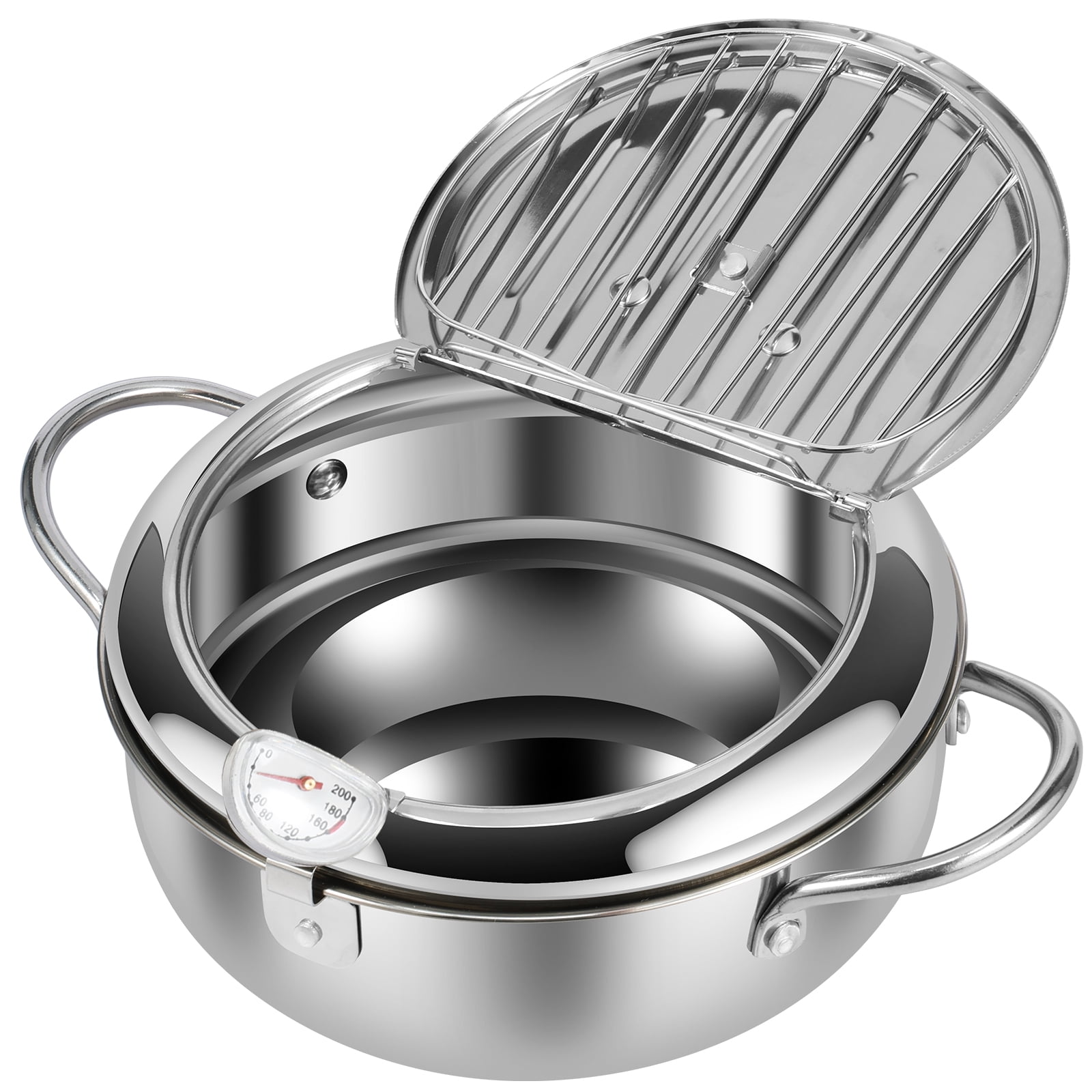 Lzvxtym Deep Fryer Pot, 3.4L Stainless Steel Deep Frying Pot with with ...