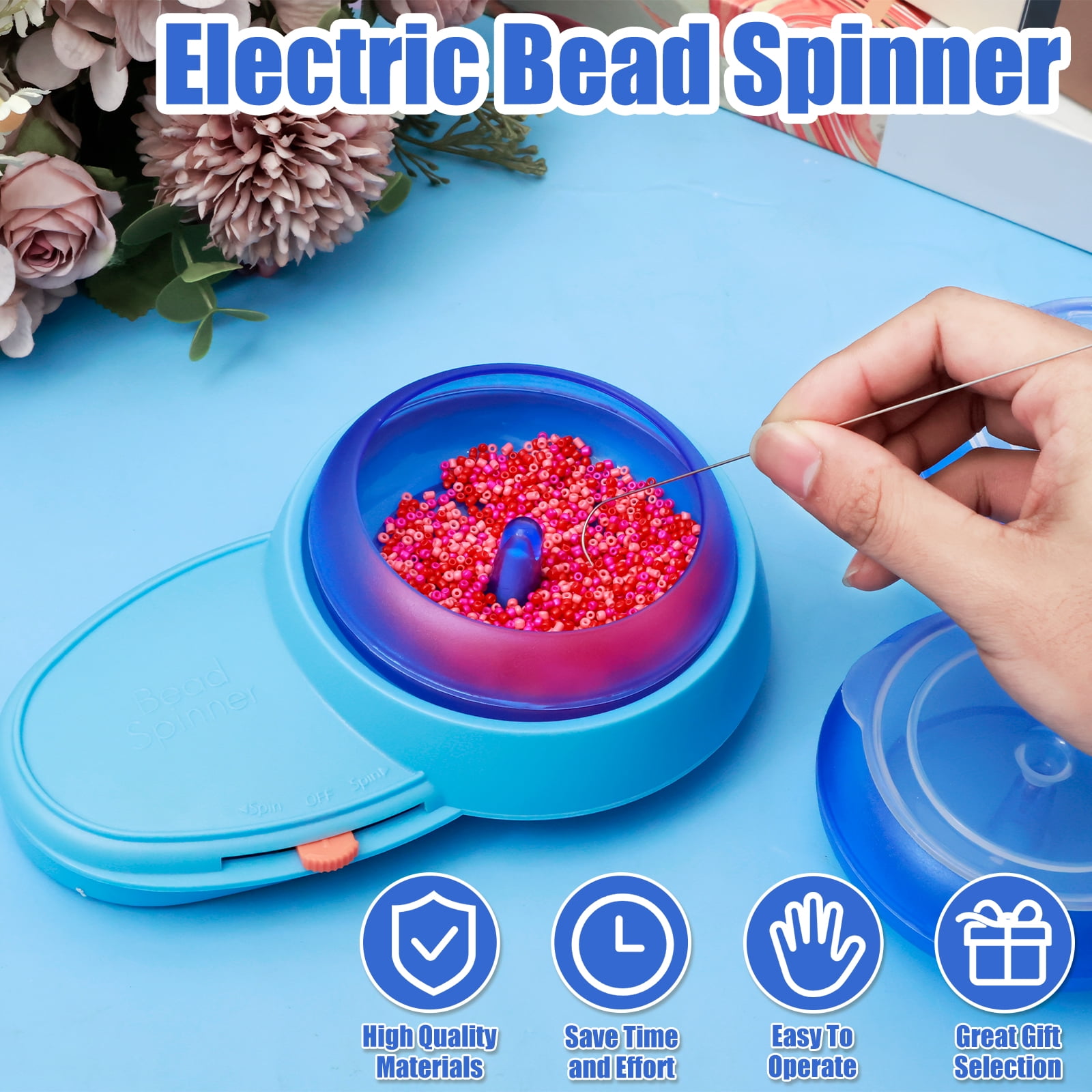Lzvxtym Electric Bead Spinner with 15 Kinds Beads Efficient Beading ...
