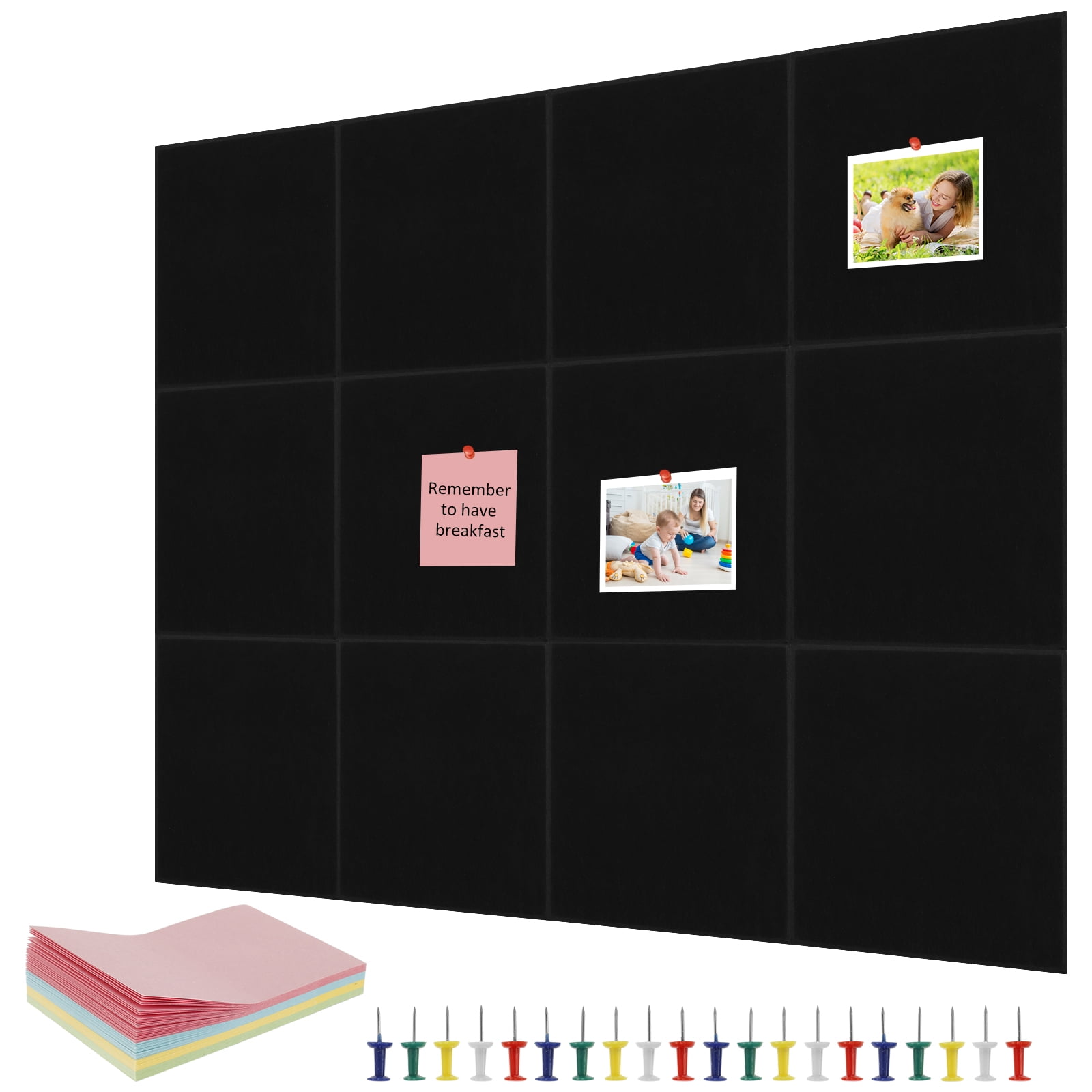 Lzvxtym Felt Notice Board,47" x 35" Non Slip Felt Bulletin Board with ...